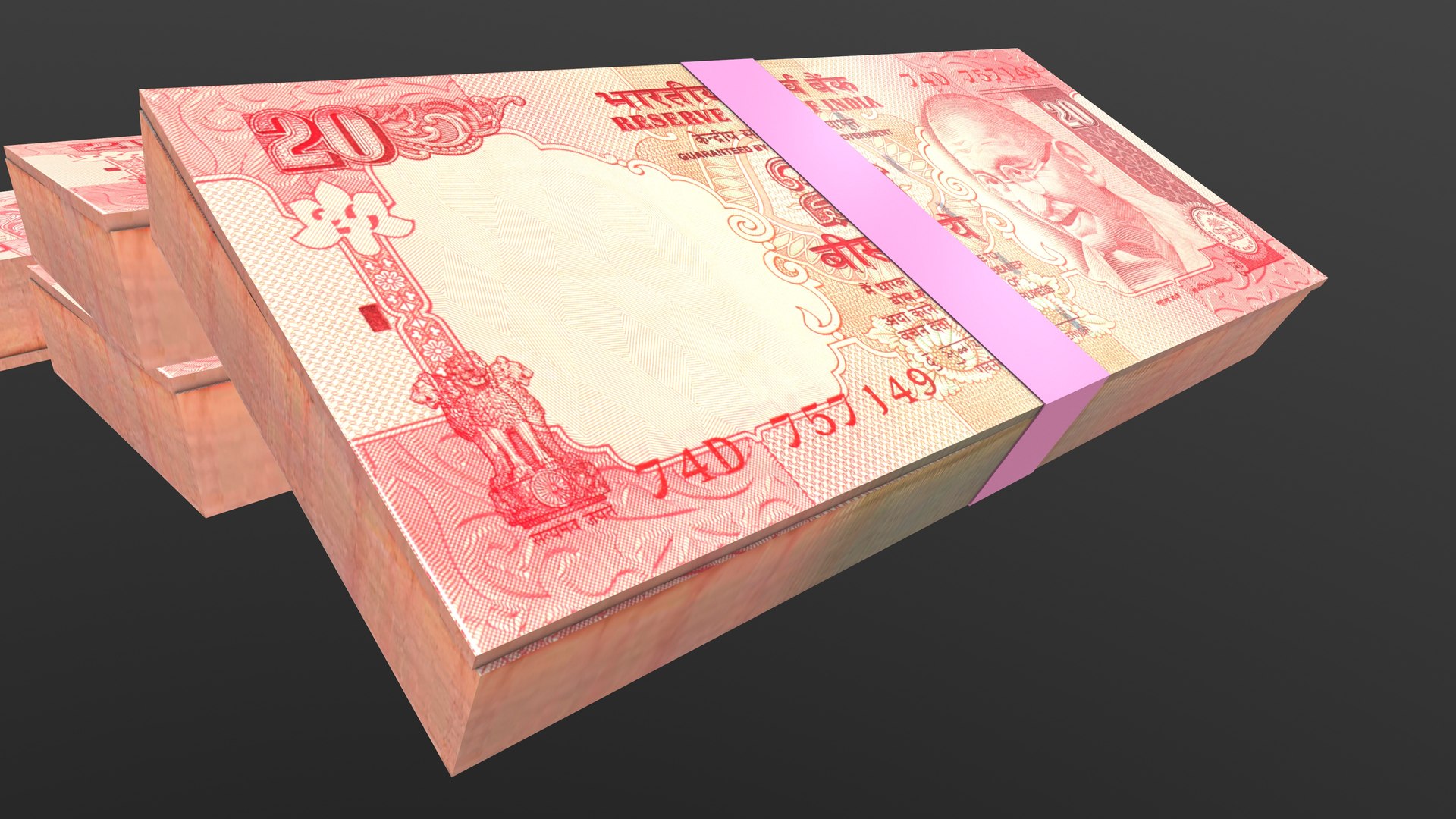 3D Indian 20 Note Currency Bundle AR VR PBR - TurboSquid 2007261