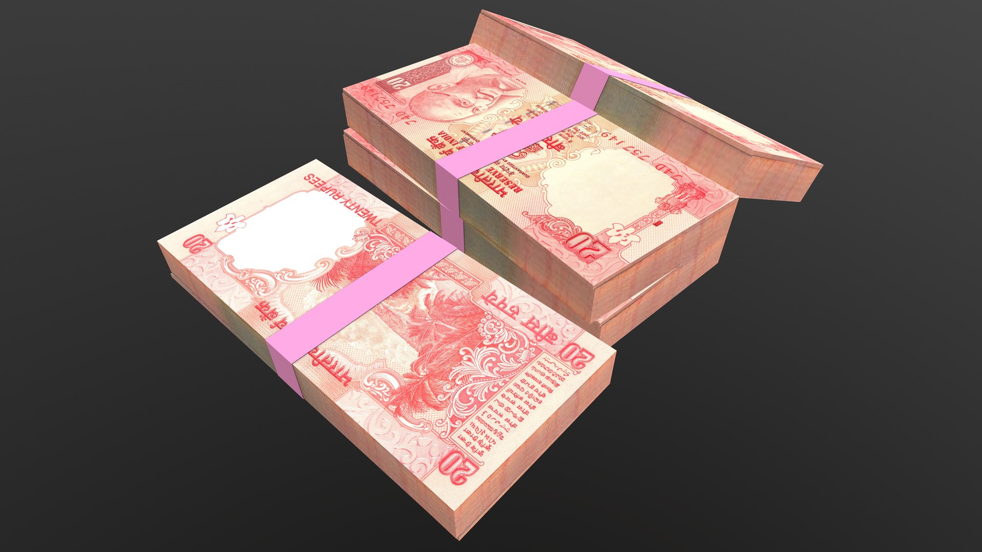 3D Indian 20 Note Currency Bundle AR VR PBR - TurboSquid 2007261
