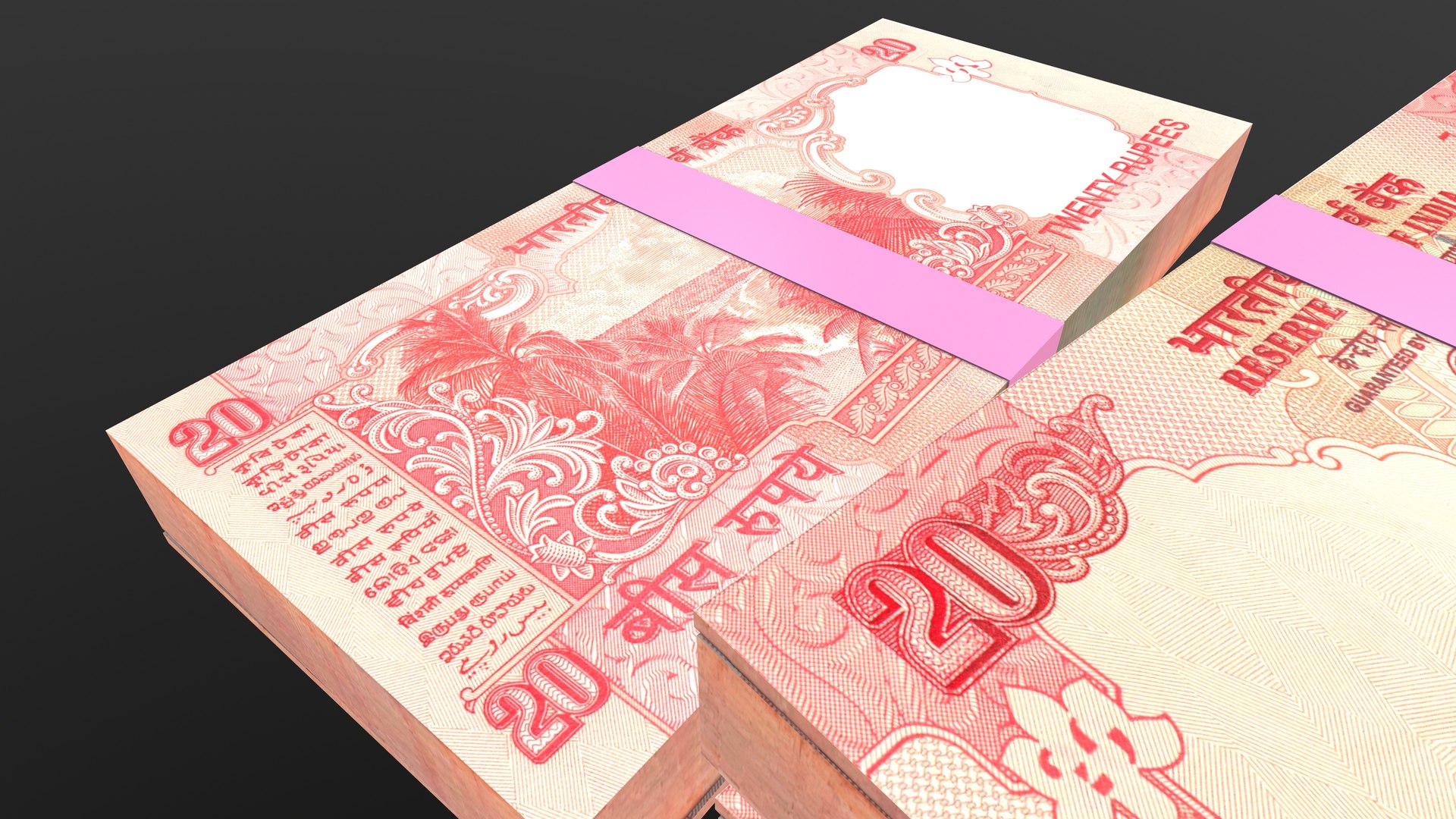 3D Indian 20 Note Currency Bundle AR VR PBR - TurboSquid 2007261