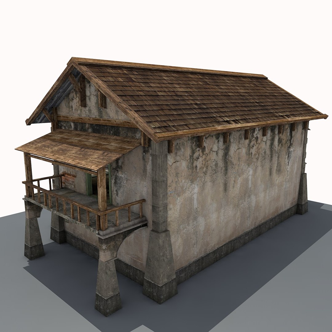 3d stone farm building