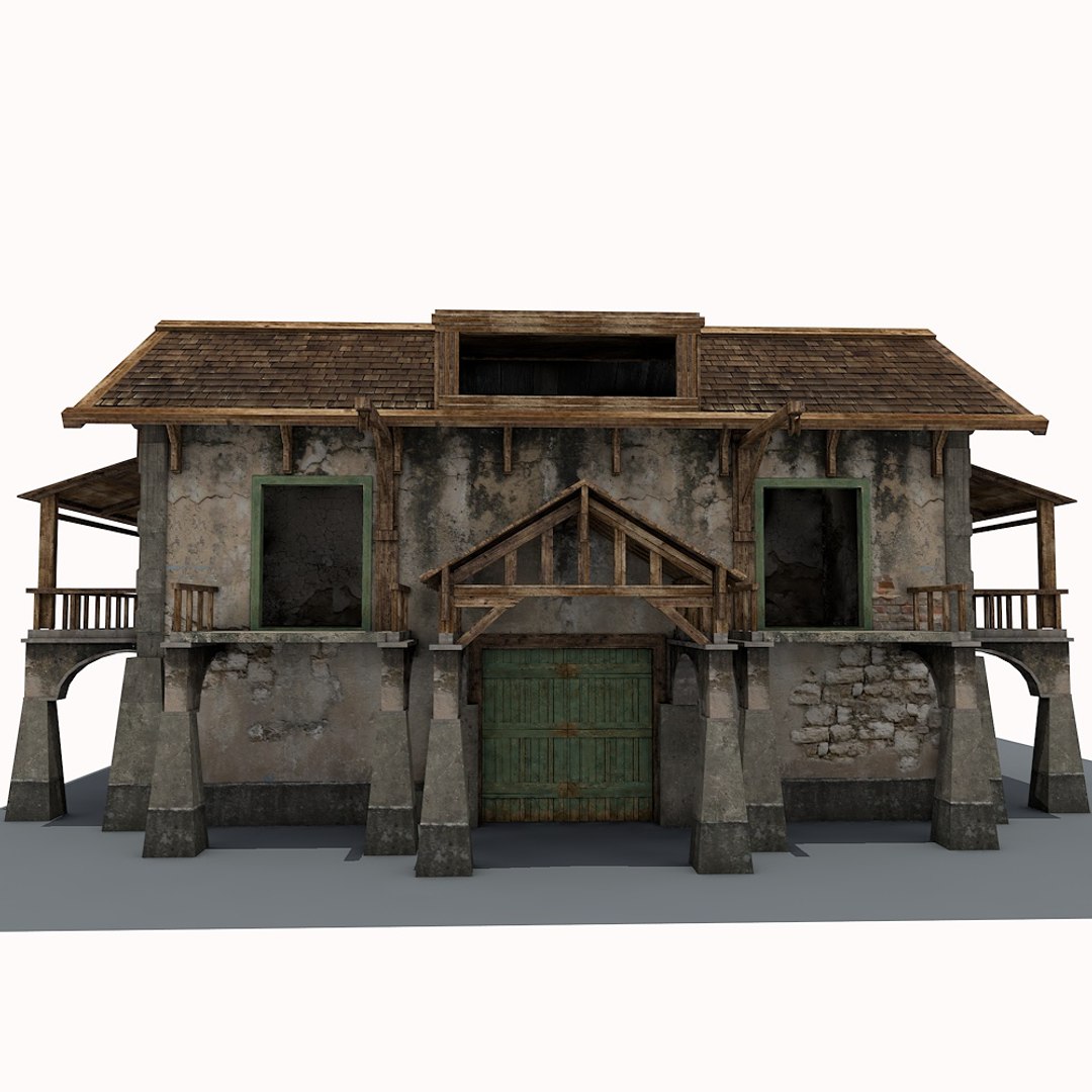 3d stone farm building