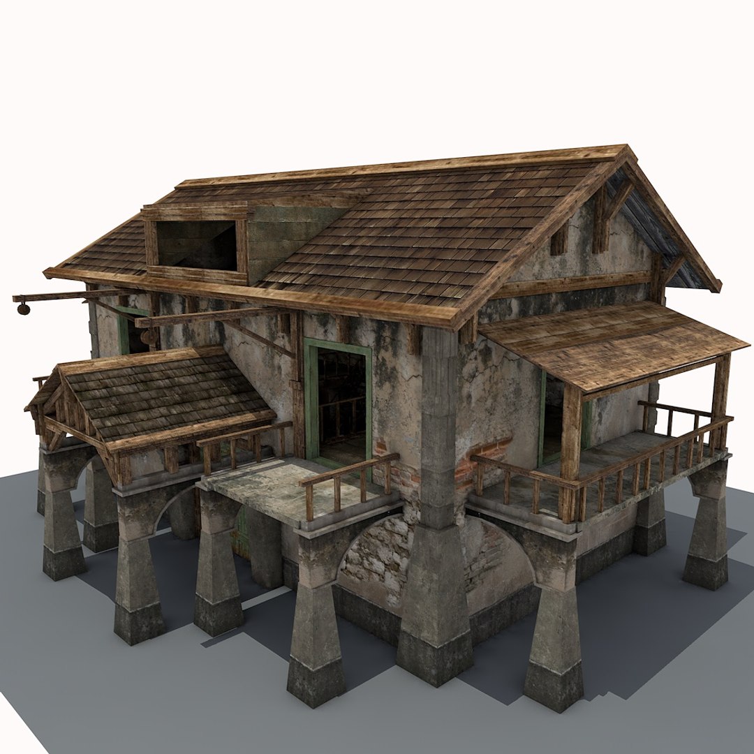 3d stone farm building