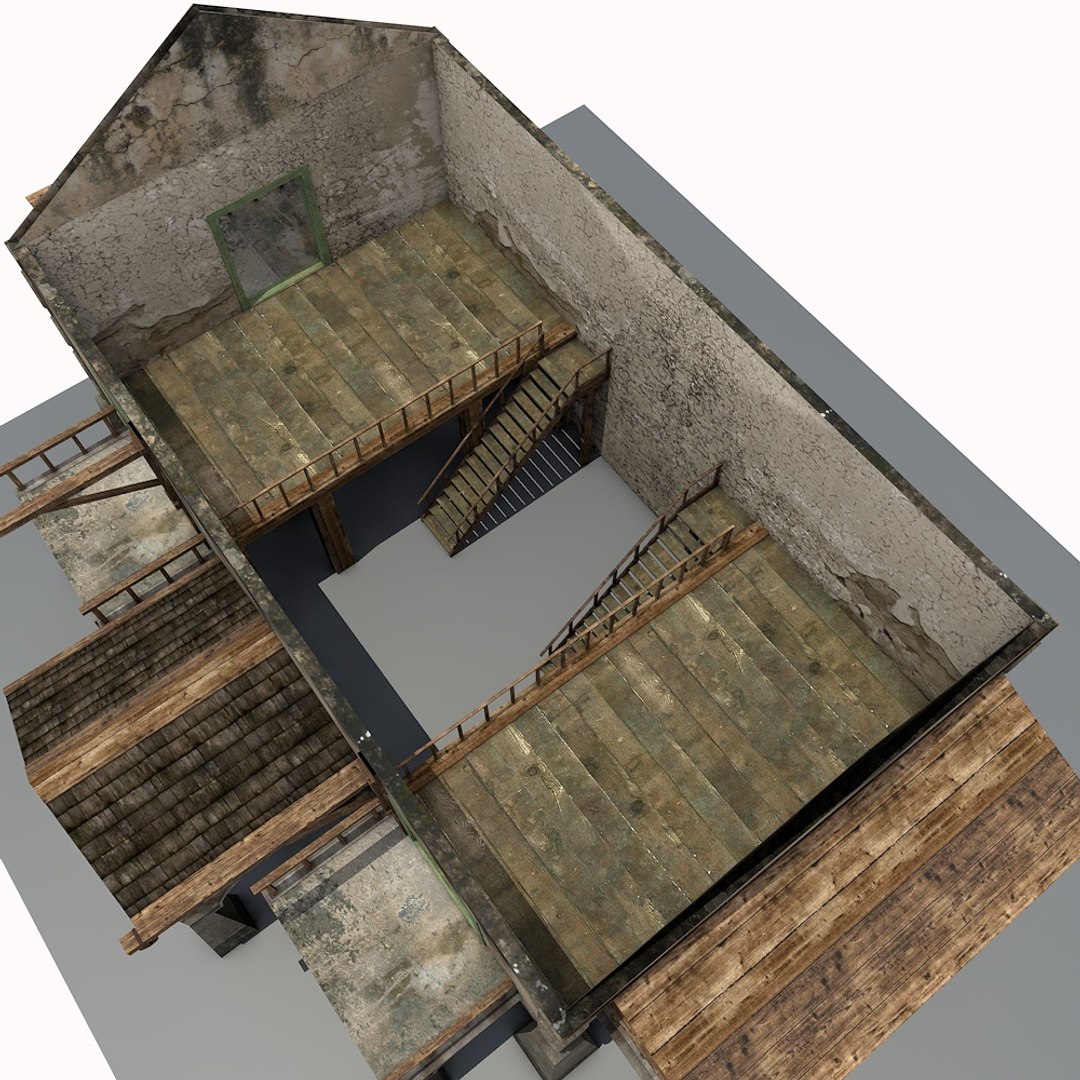 3d stone farm building