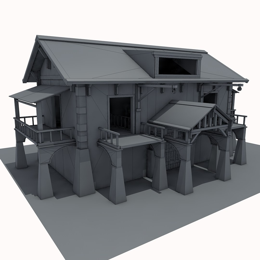3d stone farm building
