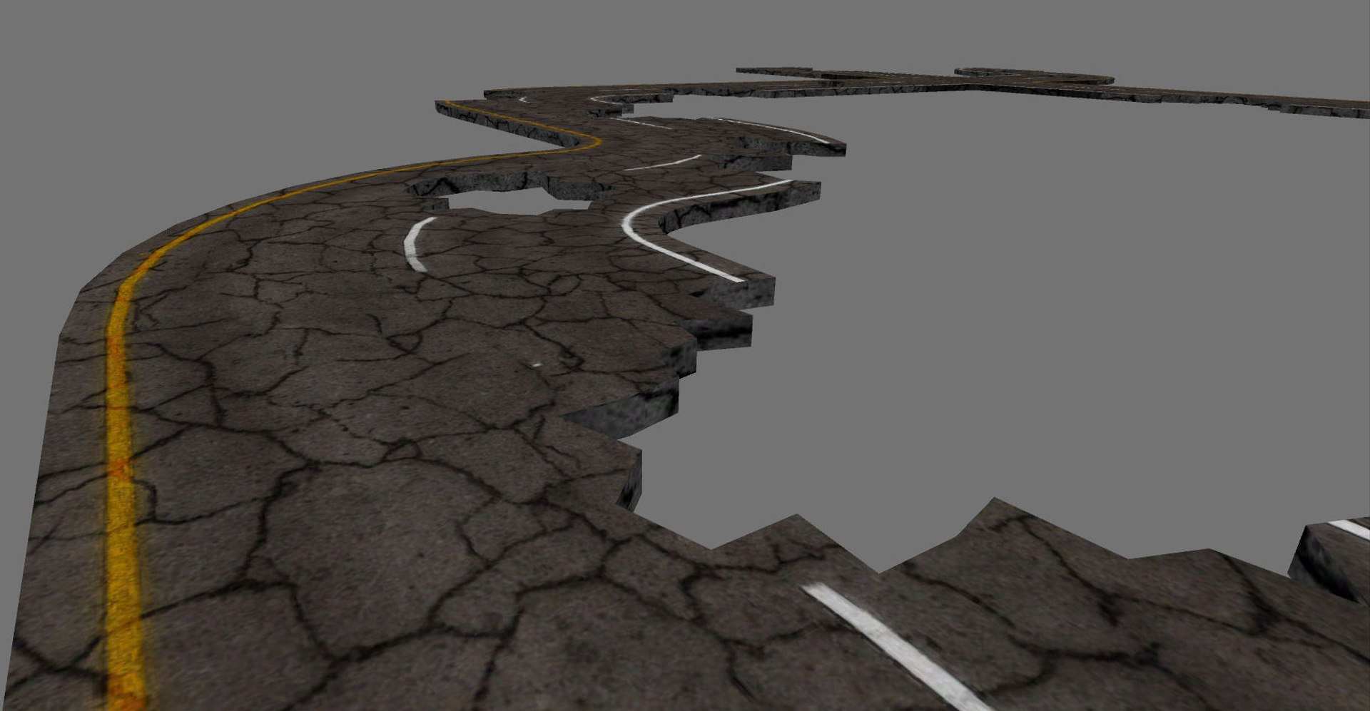 3d Set Road Damaged Model
