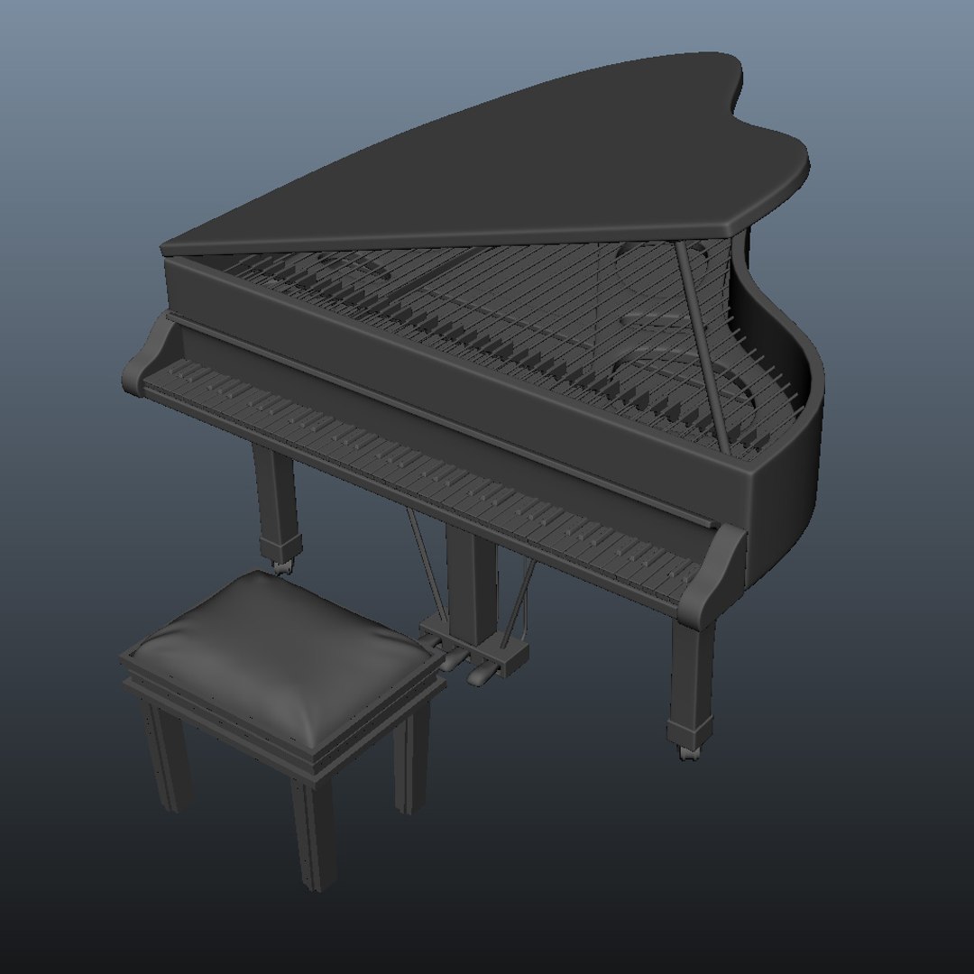 3d model of simple cartoon piano