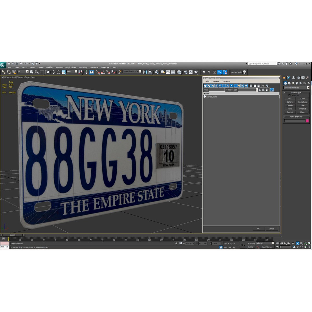 3d New York State License Plate Model