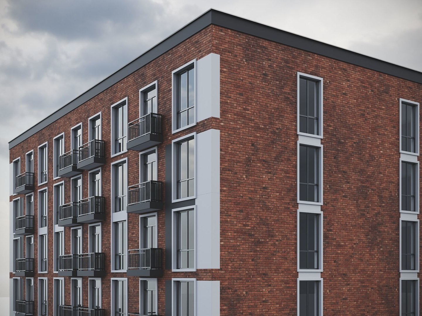 Brick Residential Building 012 3D - TurboSquid 2153810