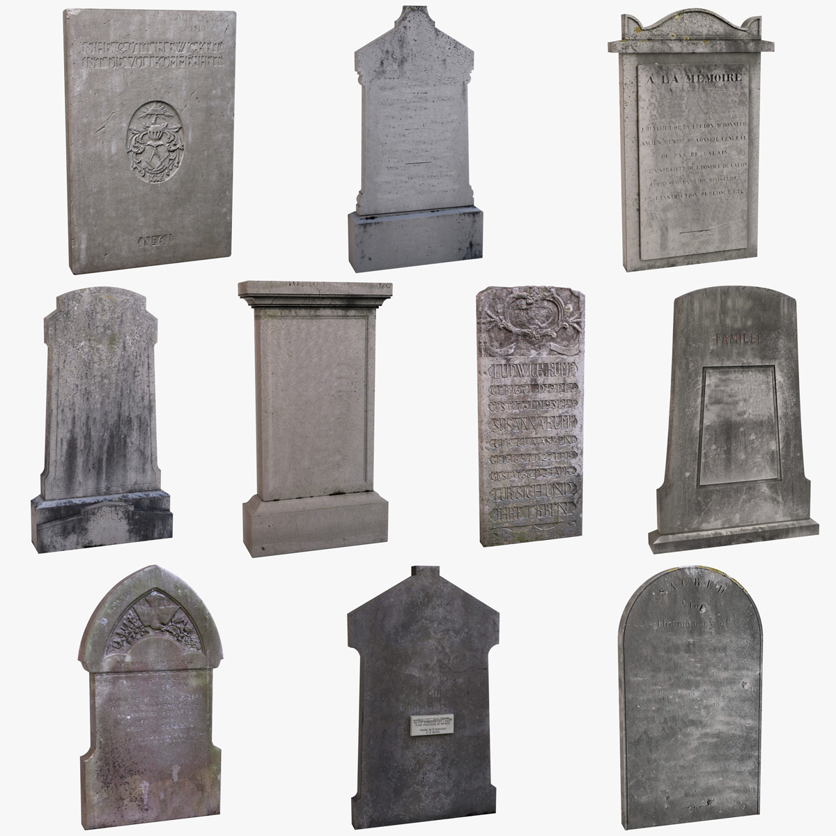 13 tomb stones tombstones c4d