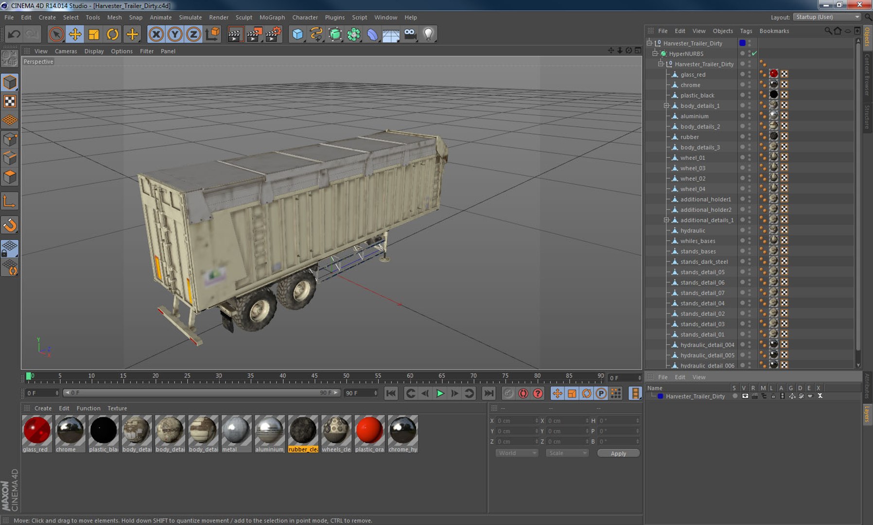 Harvester Trailer Dirty 3D Model - TurboSquid 1330684