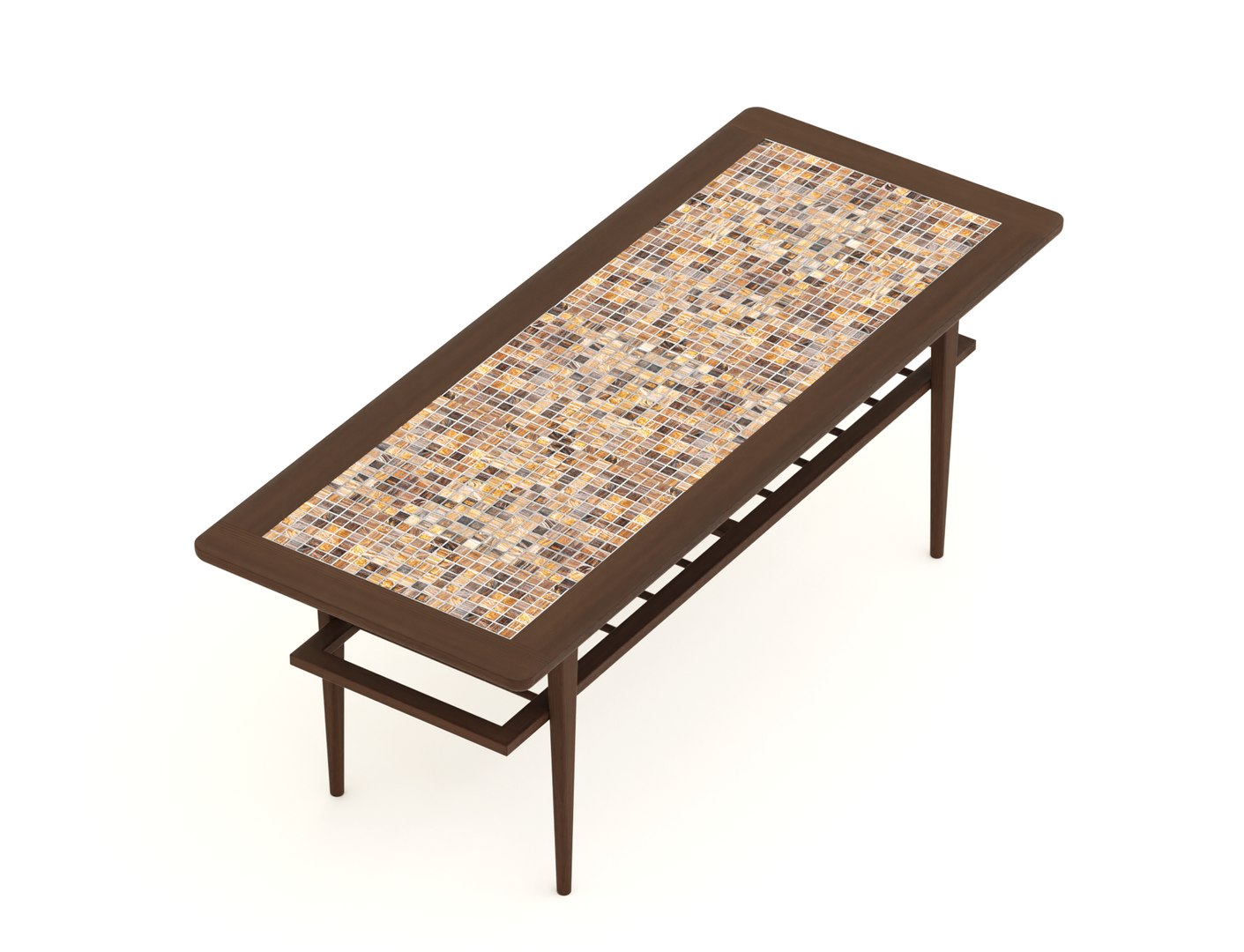 3D Low Poly Mid Century Wooden Low Coffee Table model - TurboSquid 2079760