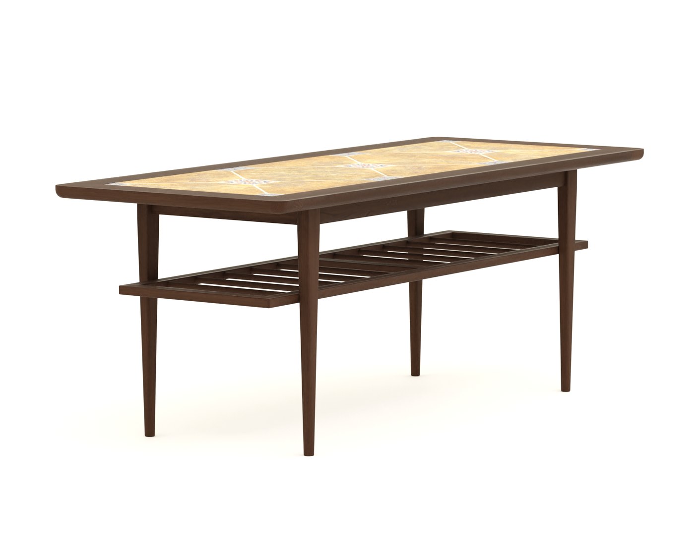 3D Low Poly Mid Century Wooden Low Coffee Table model - TurboSquid 2079760