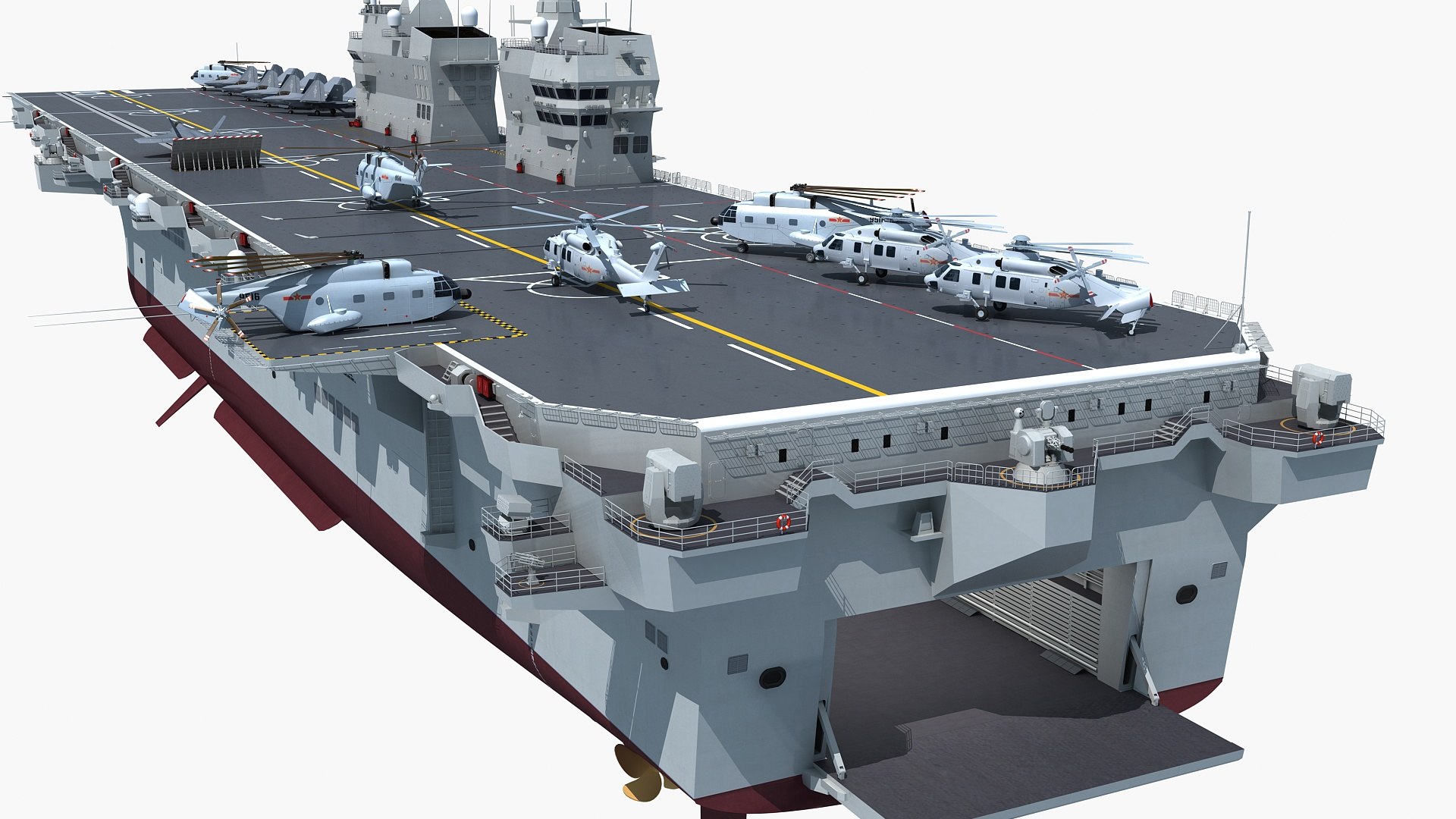 3D Chinese Navy Type 076 Amphibious Assault Ship With Shipboard ...