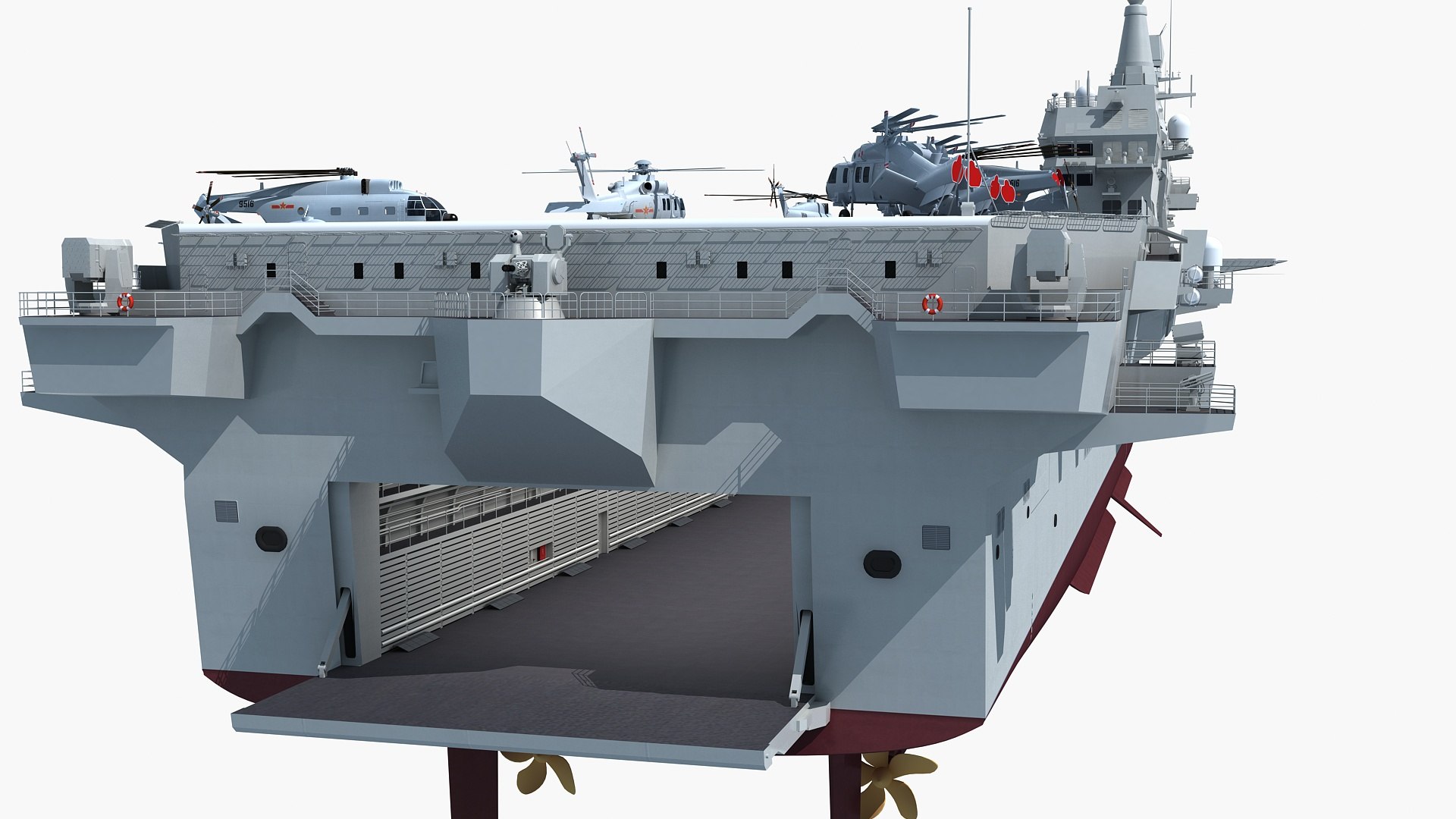 3D Chinese Navy Type 076 Amphibious Assault Ship With Shipboard ...