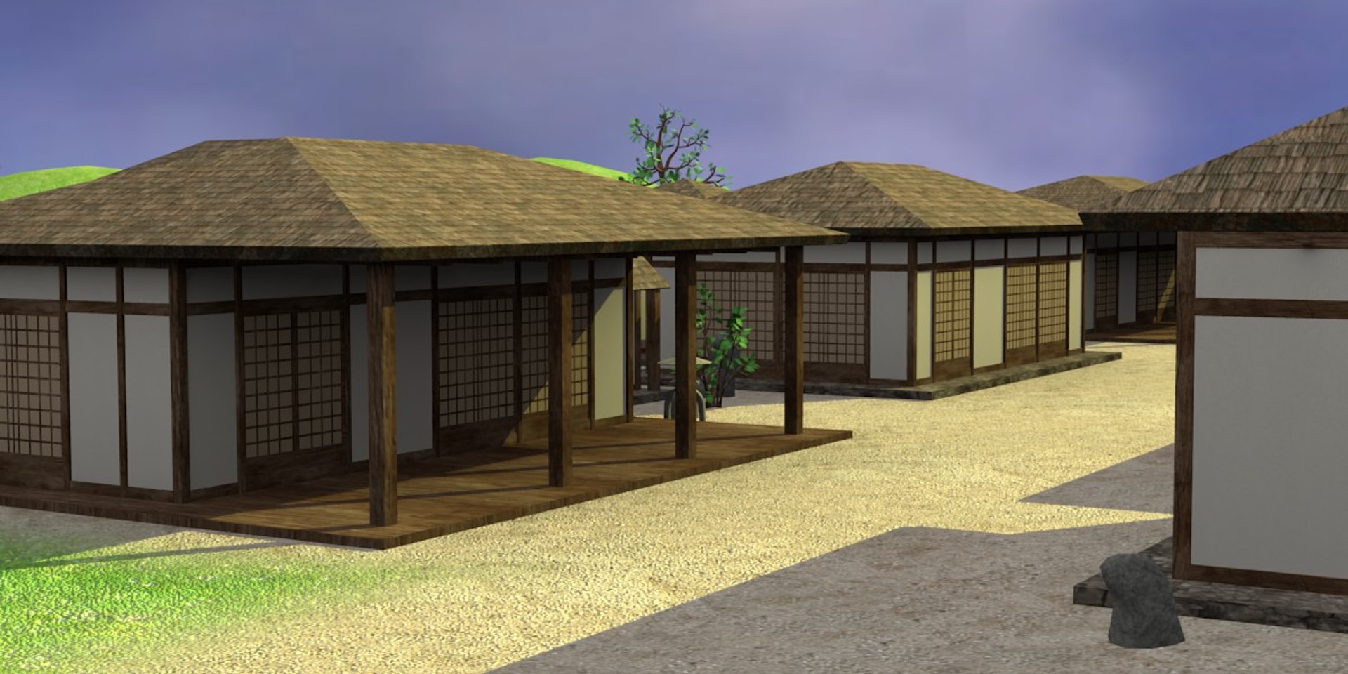 Japanese Town 3d Model