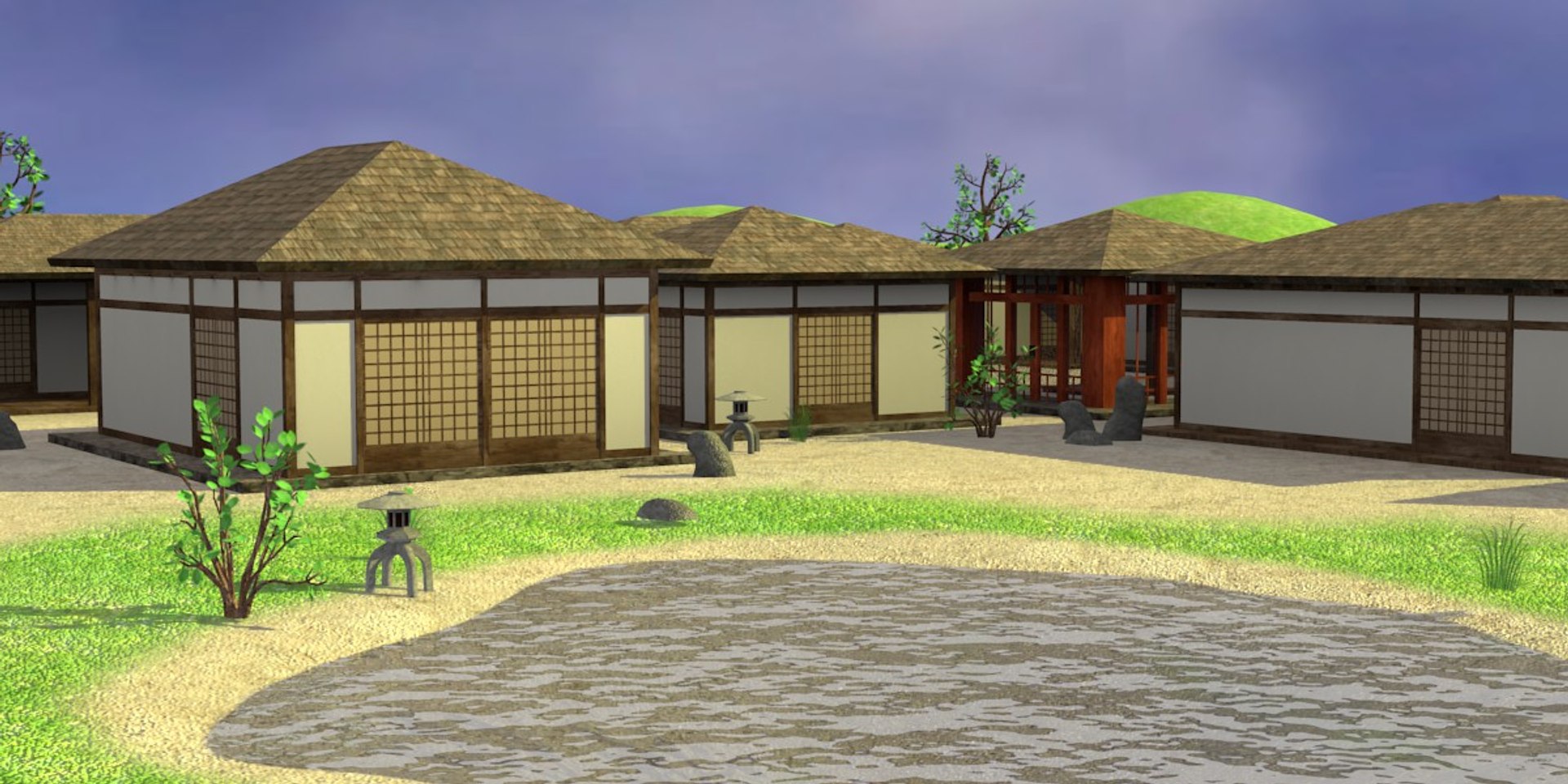 Japanese Town 3d Model