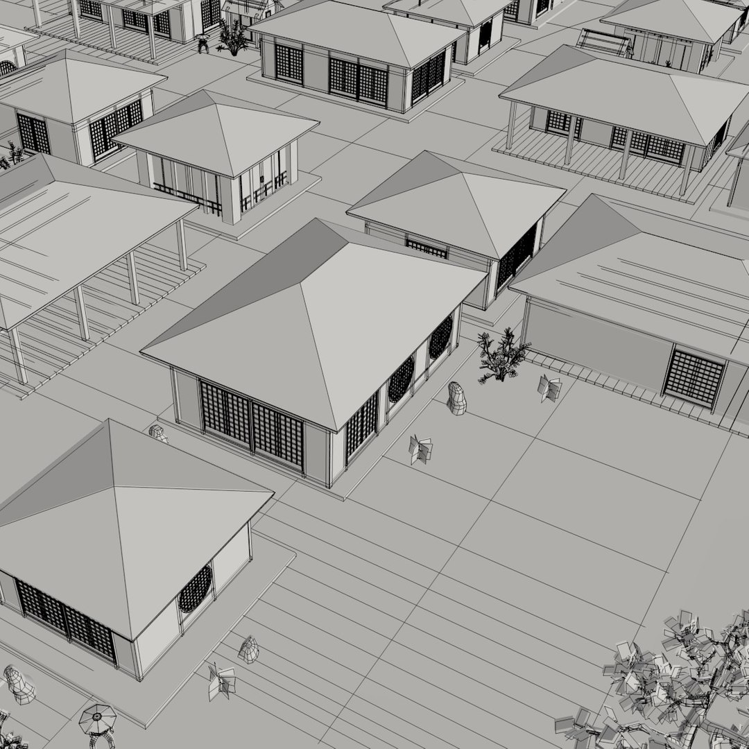 Japanese Town 3d Model