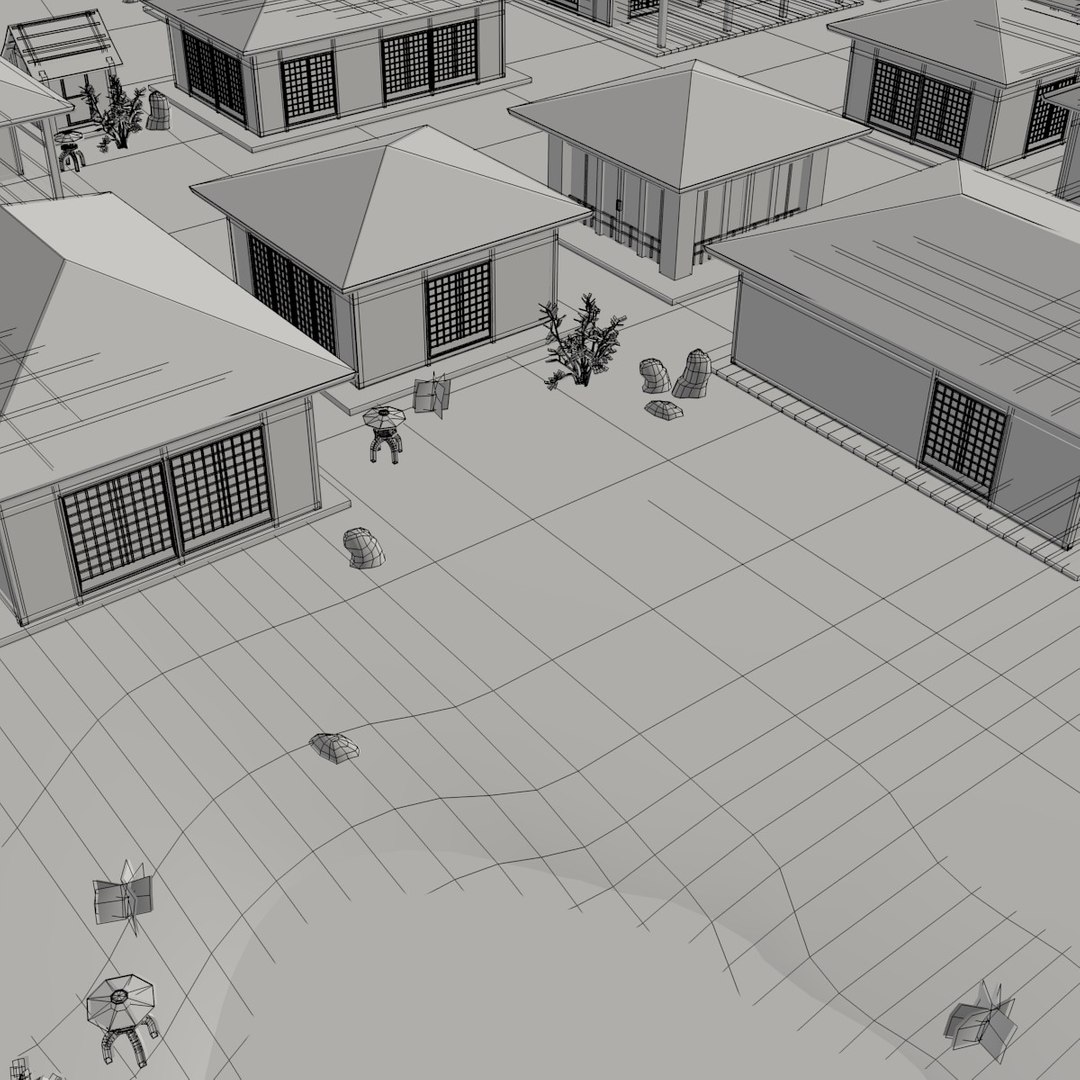 Japanese Town 3d Model