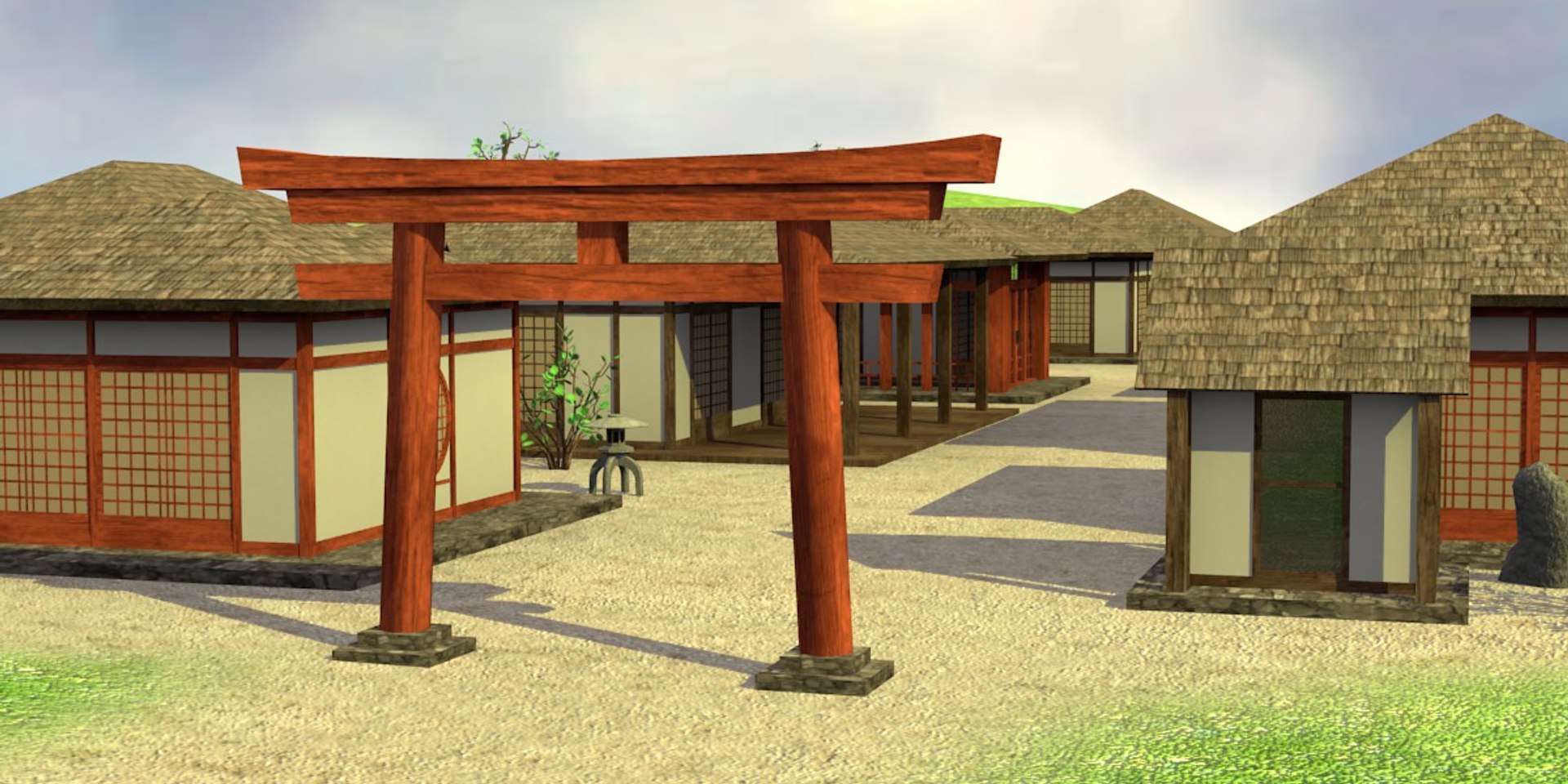 Japanese Town 3d Model