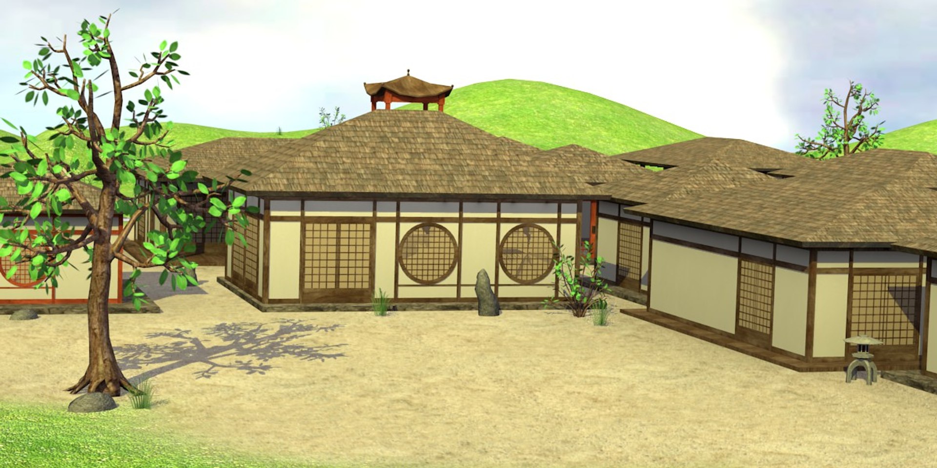 Japanese Town 3d Model