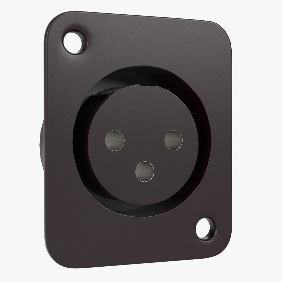 3D Panel mount female XLR connector model - TurboSquid 1813232