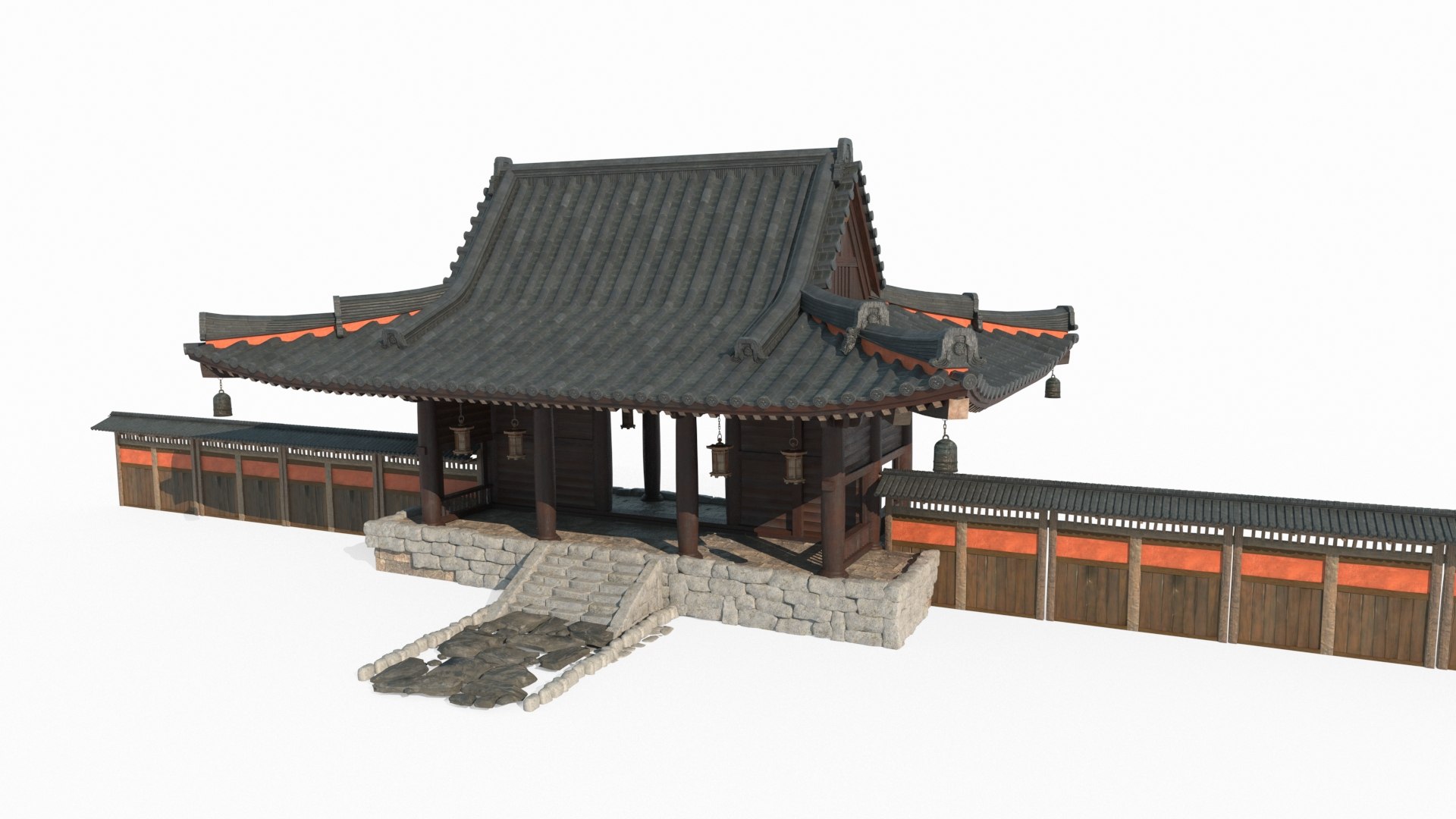 3D Ancient Asian Architecture Palace Gates Model - TurboSquid 2315150
