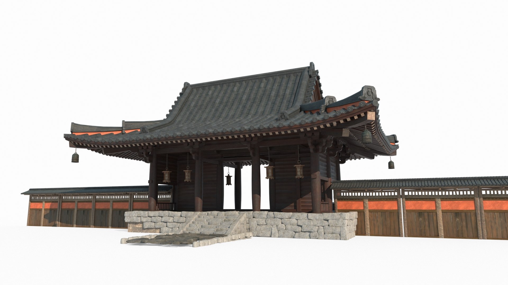 3D Ancient Asian Architecture Palace Gates Model - TurboSquid 2315150