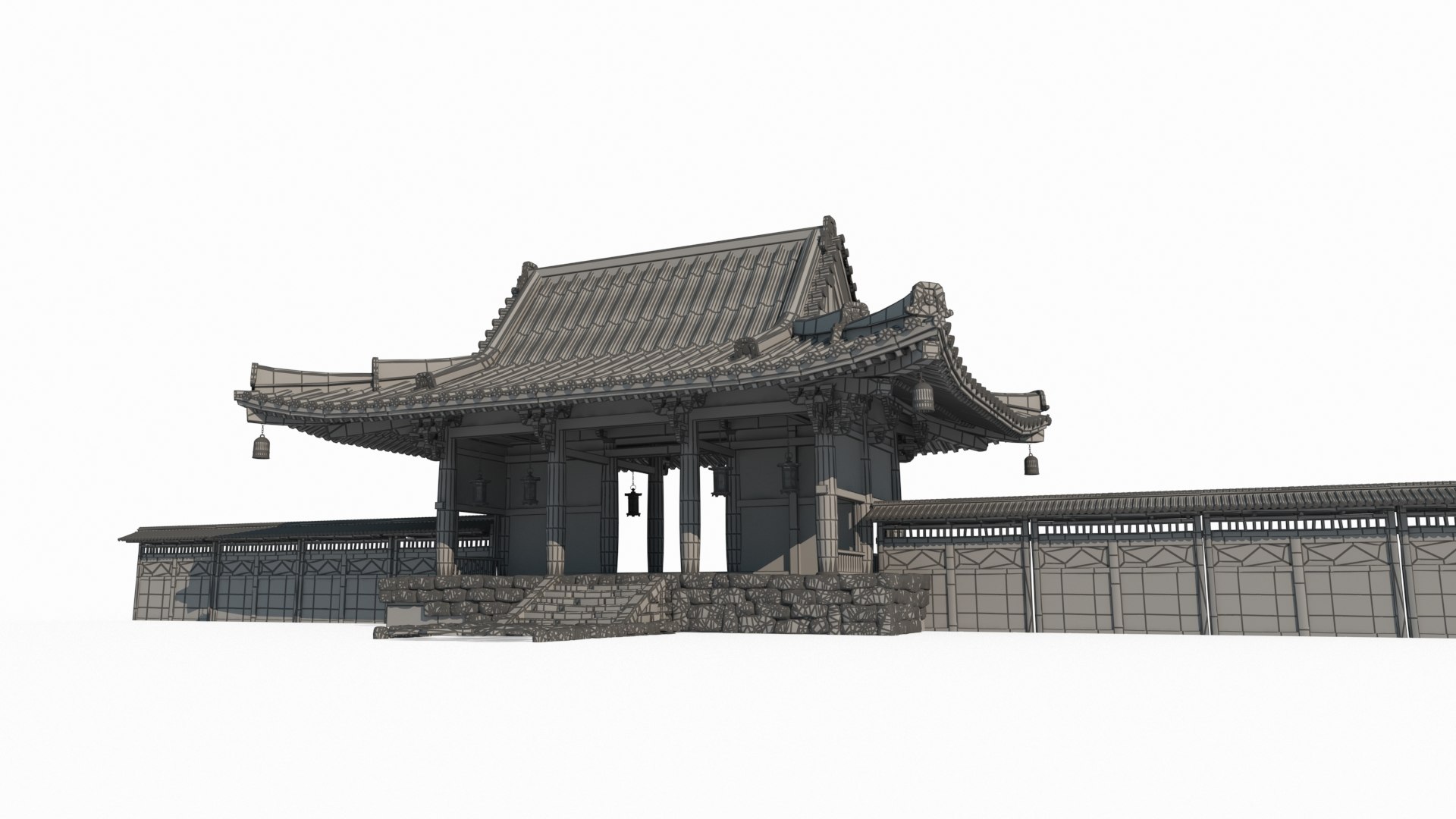 3D Ancient Asian Architecture Palace Gates Model - TurboSquid 2315150