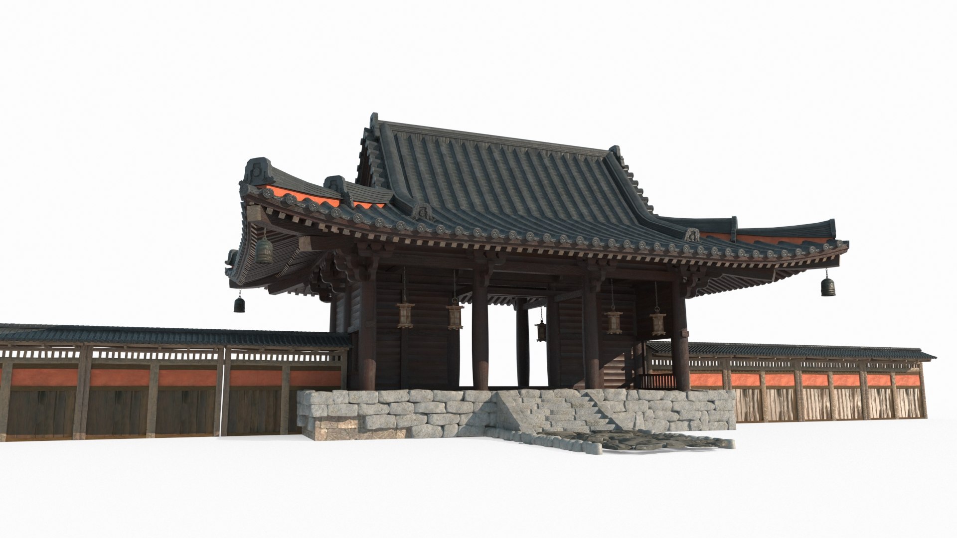 3D Ancient Asian Architecture Palace Gates Model - TurboSquid 2315150