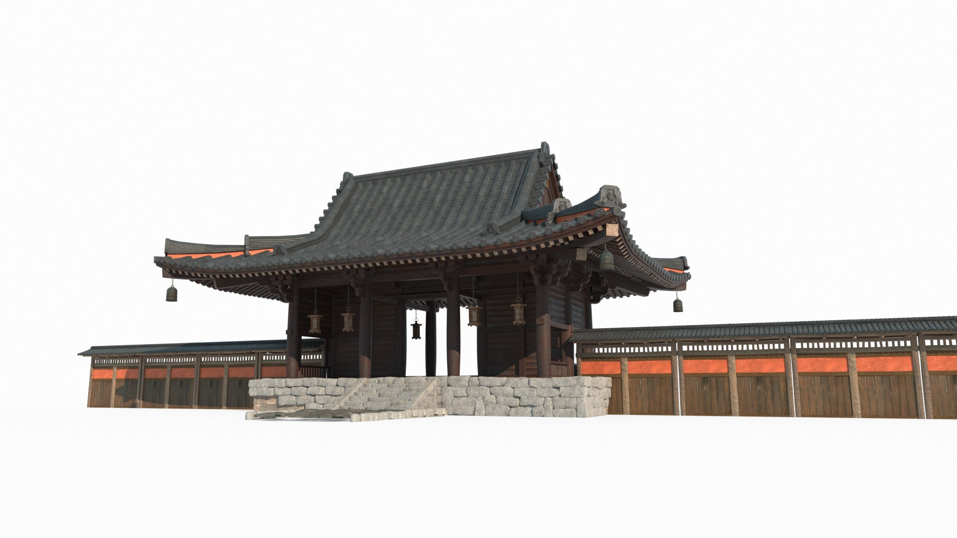 3D Ancient Asian Architecture Palace Gates Model - TurboSquid 2315150