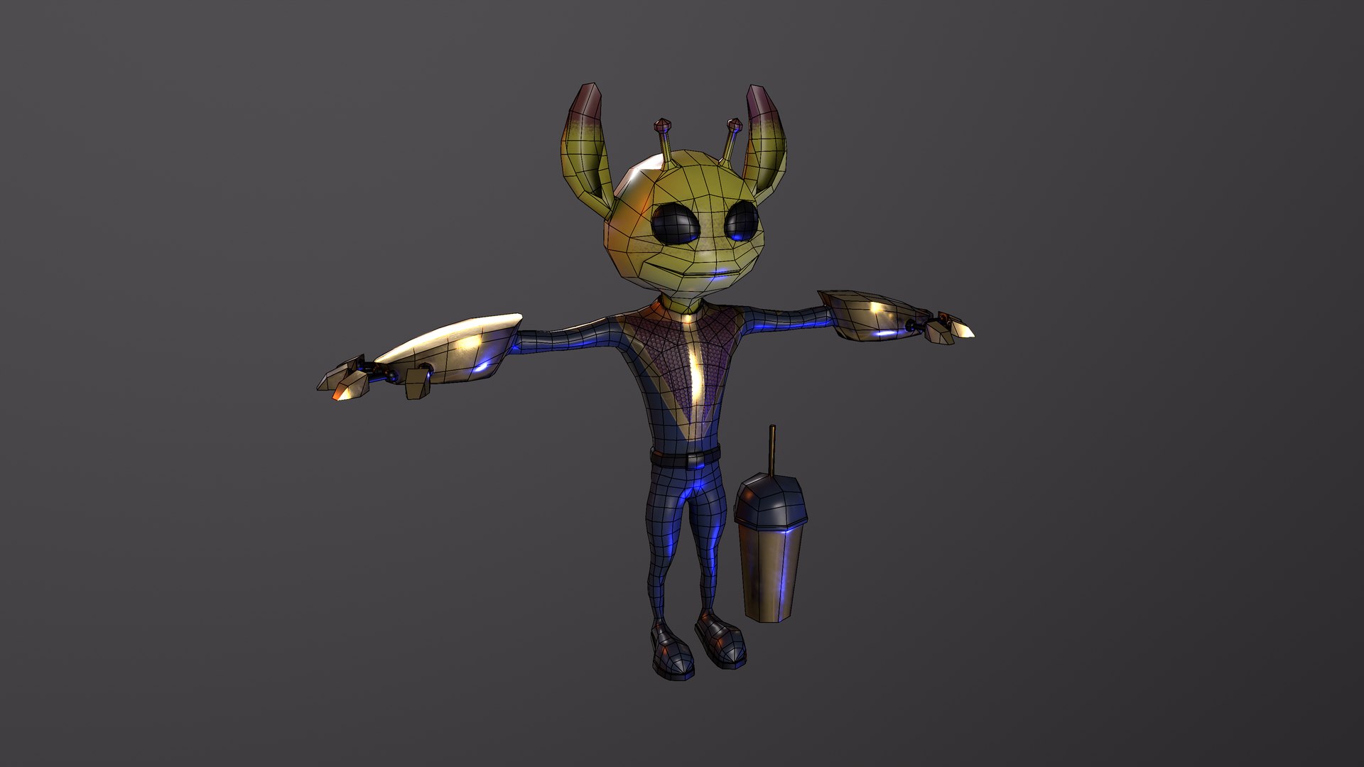 Alien Ufo Monster Man Game Ready Pbr Model - TurboSquid 1785911