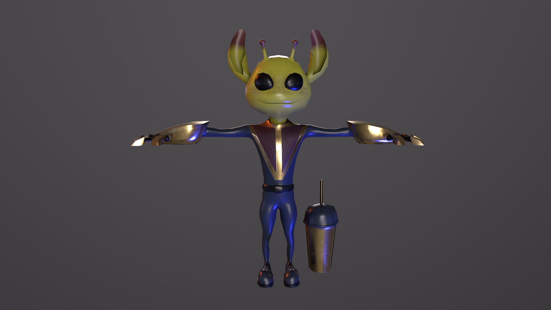 Alien Ufo Monster Man Game Ready Pbr Model - TurboSquid 1785911