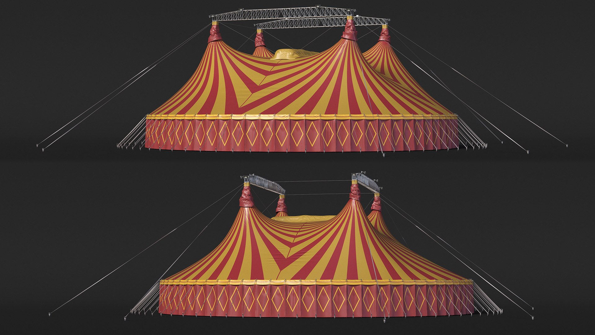 3D Model Circus Tent Red Yellow Striped - TurboSquid 2278812