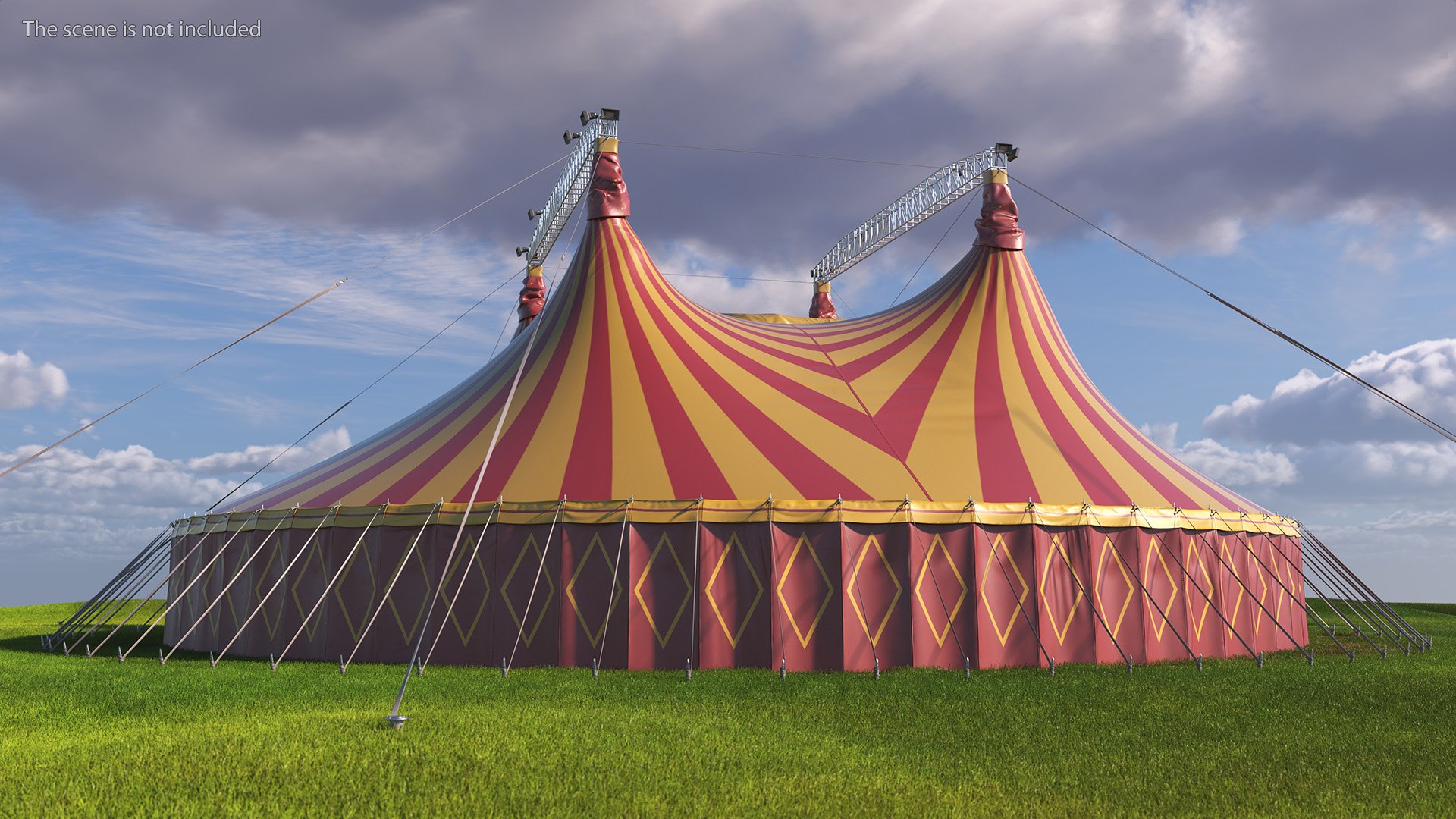 3D Model Circus Tent Red Yellow Striped - TurboSquid 2278812