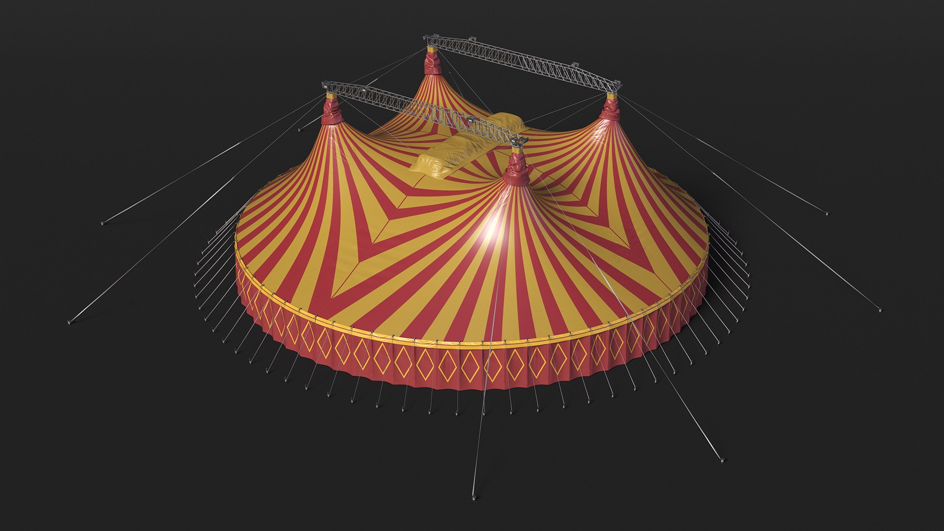 3D Model Circus Tent Red Yellow Striped - TurboSquid 2278812
