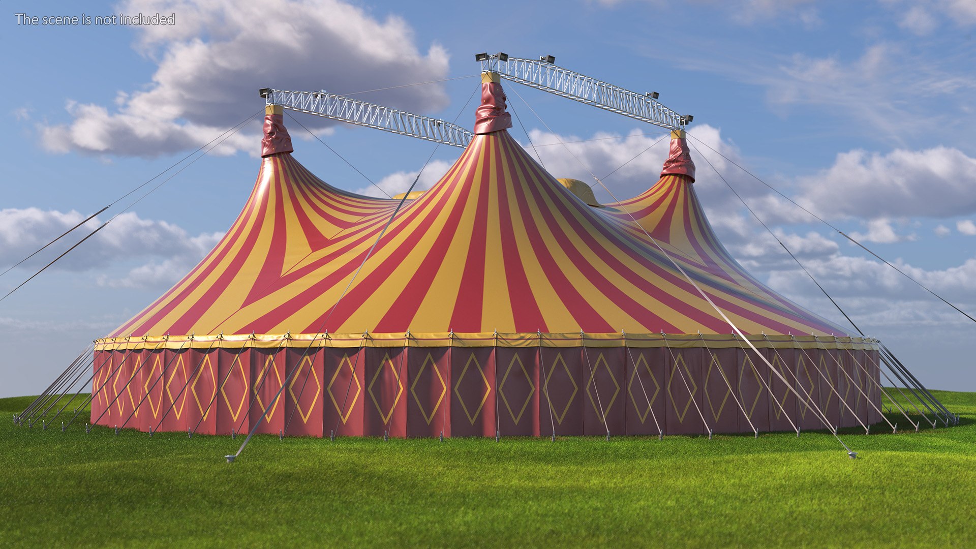 3D Model Circus Tent Red Yellow Striped - TurboSquid 2278812