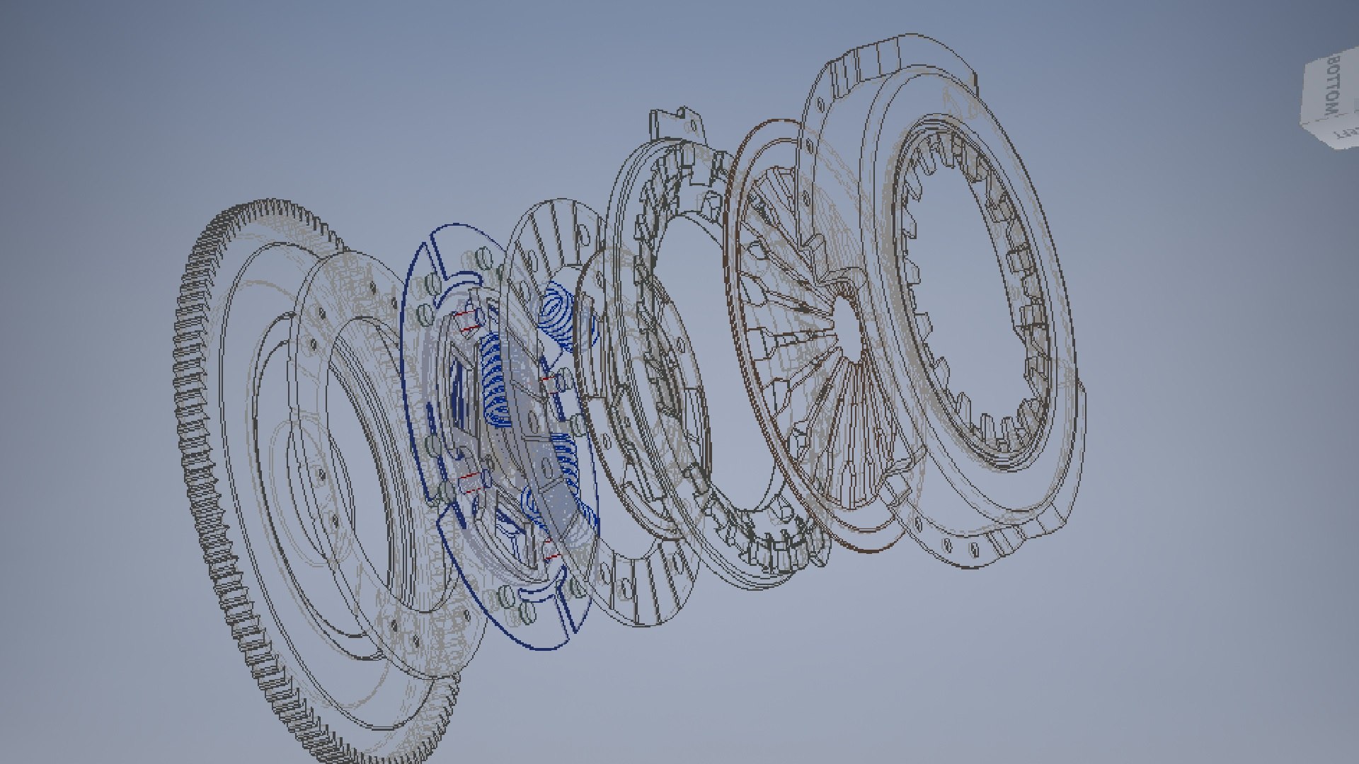 3D Model Engine Flywheel And Manual Clutch Assembly - TurboSquid 1806666