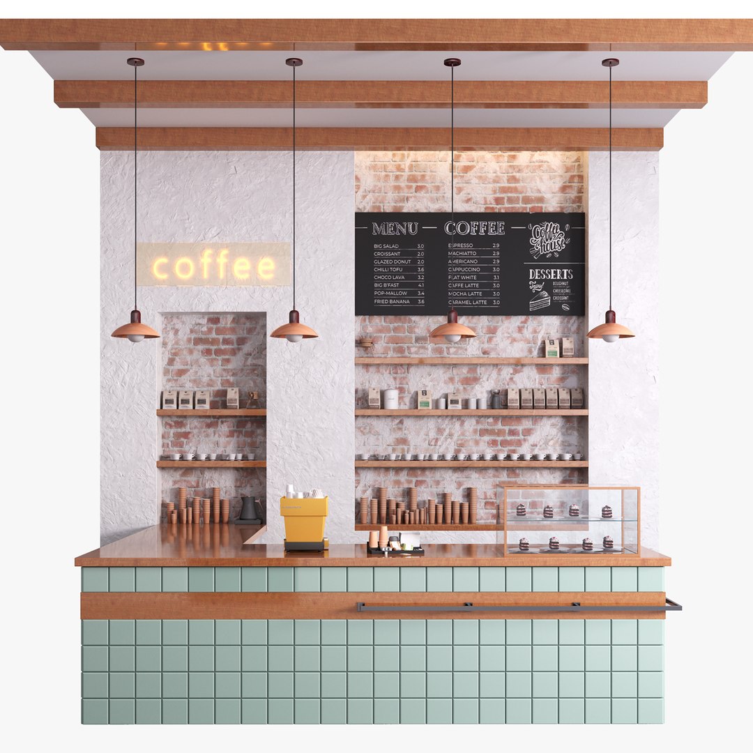 3D Model Coffee Shop Counter - TurboSquid 2328241
