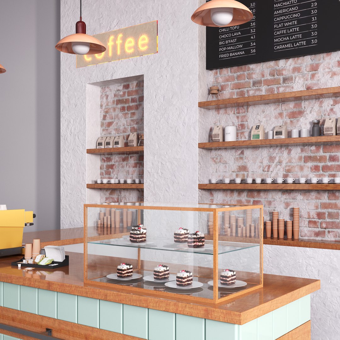 3D Model Coffee Shop Counter - TurboSquid 2328241