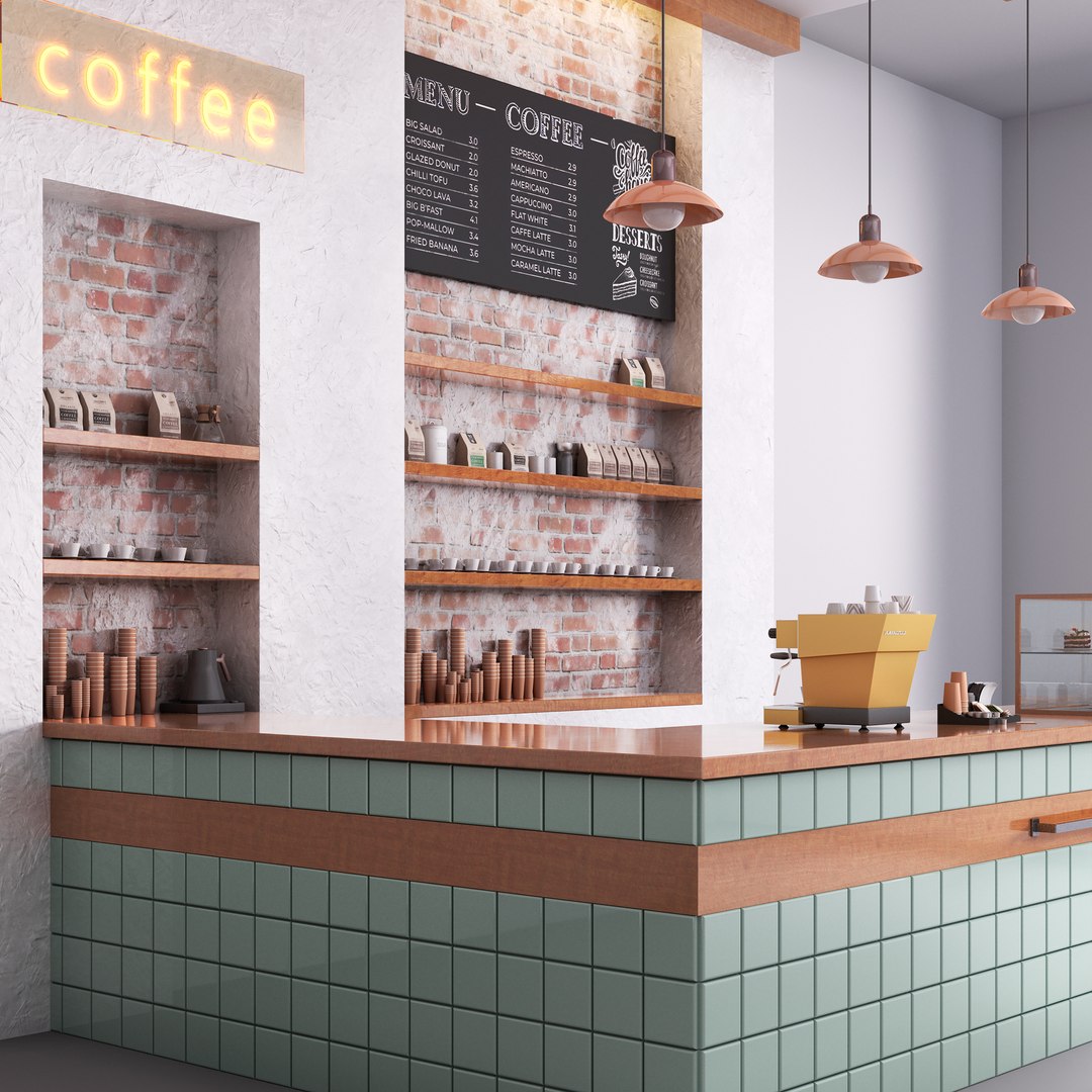 3D Model Coffee Shop Counter - TurboSquid 2328241