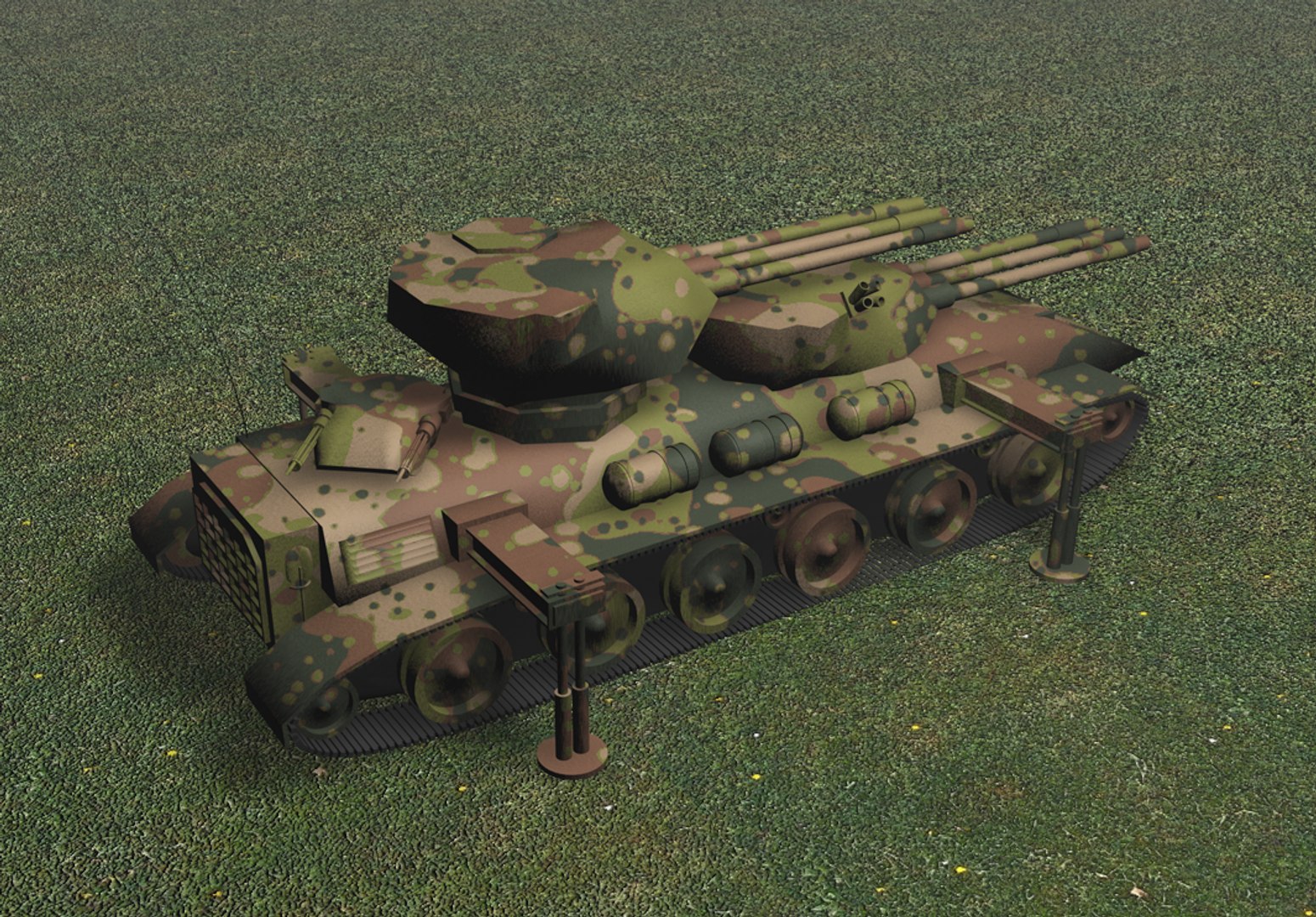 dual turret tank c4d