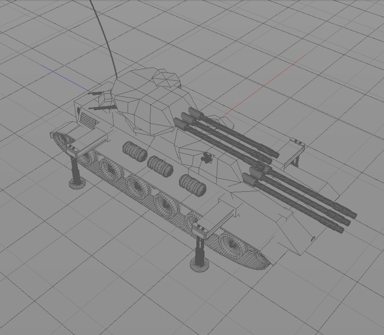 dual turret tank c4d
