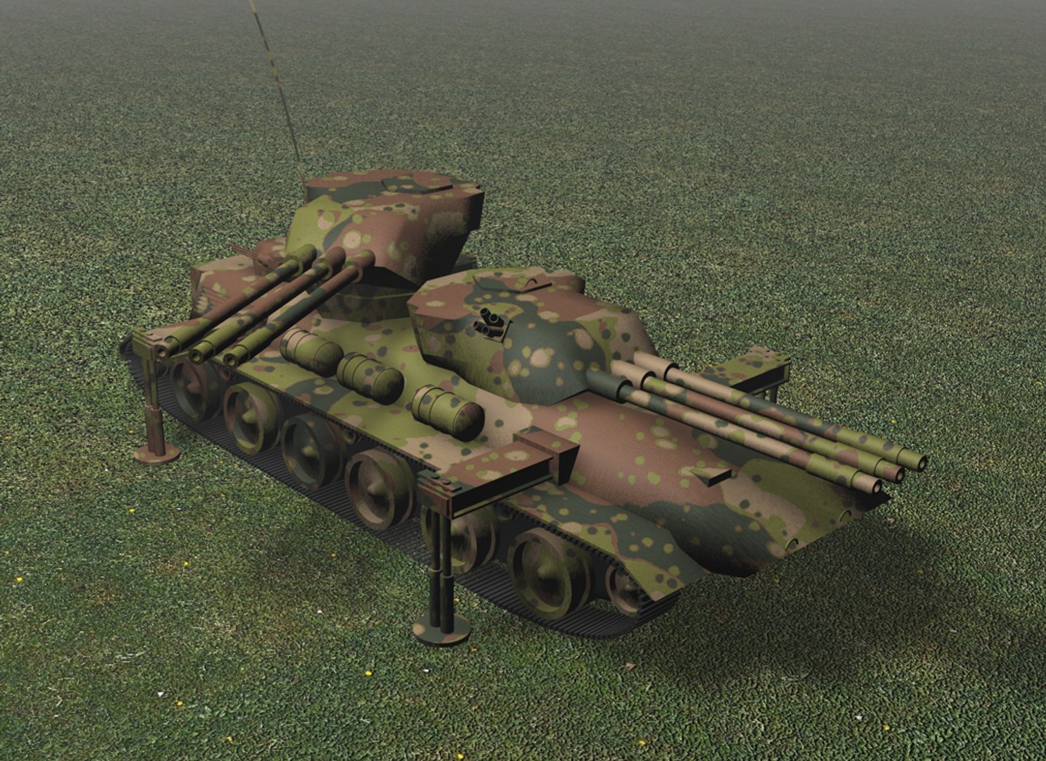dual turret tank c4d