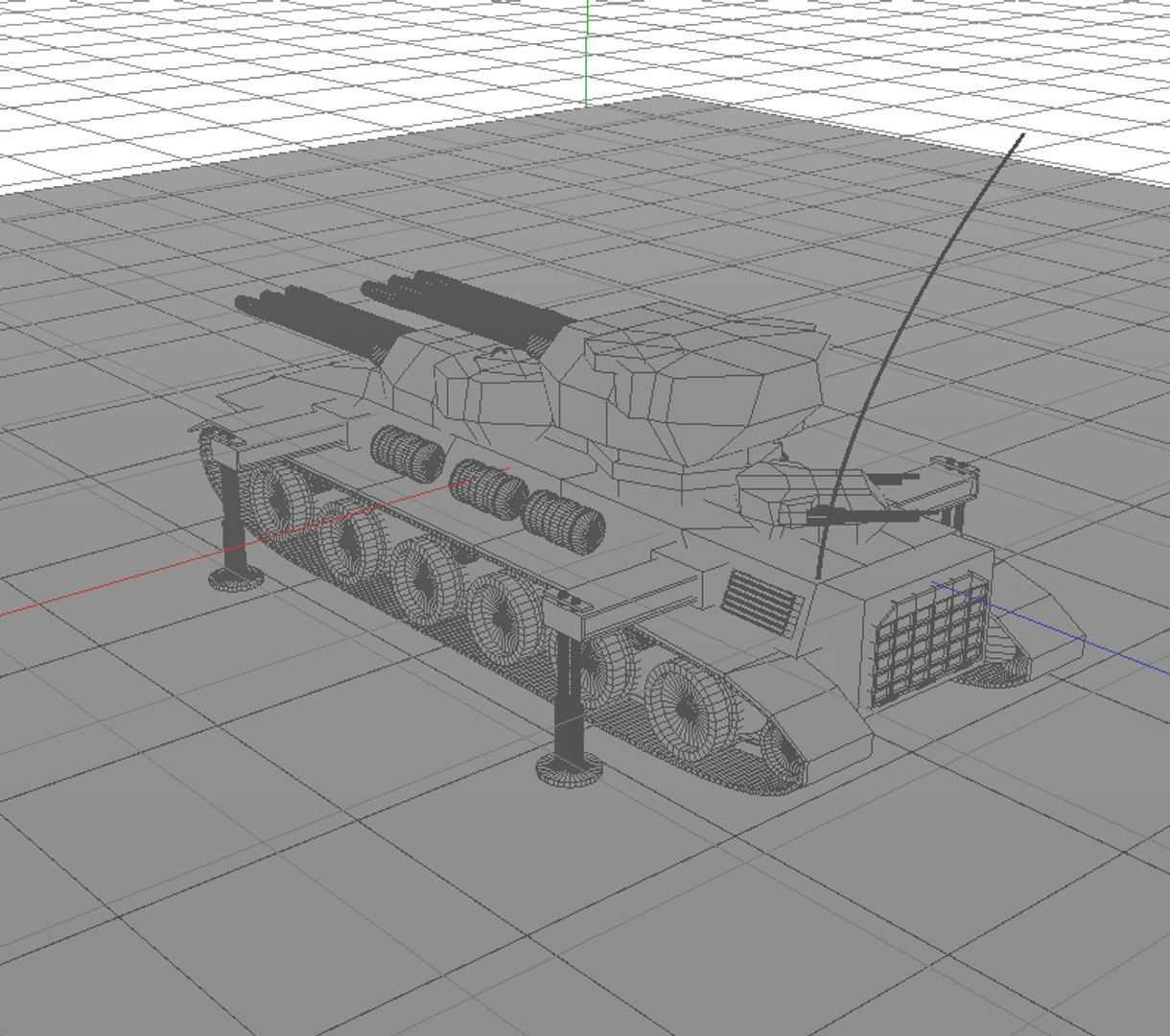 dual turret tank c4d