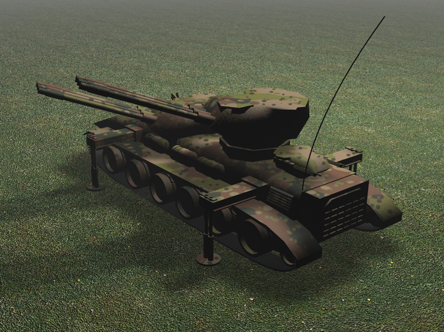 dual turret tank c4d