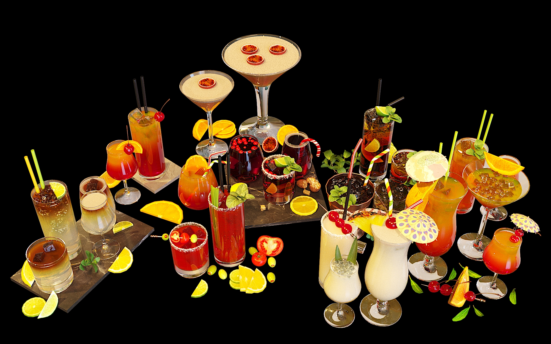 Cocktail liquid glass set 3D model - TurboSquid 1680407