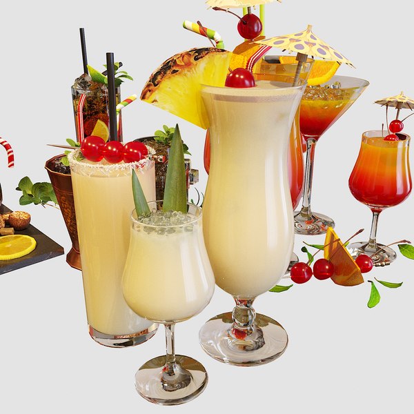Cocktail liquid glass set 3D model - TurboSquid 1680407
