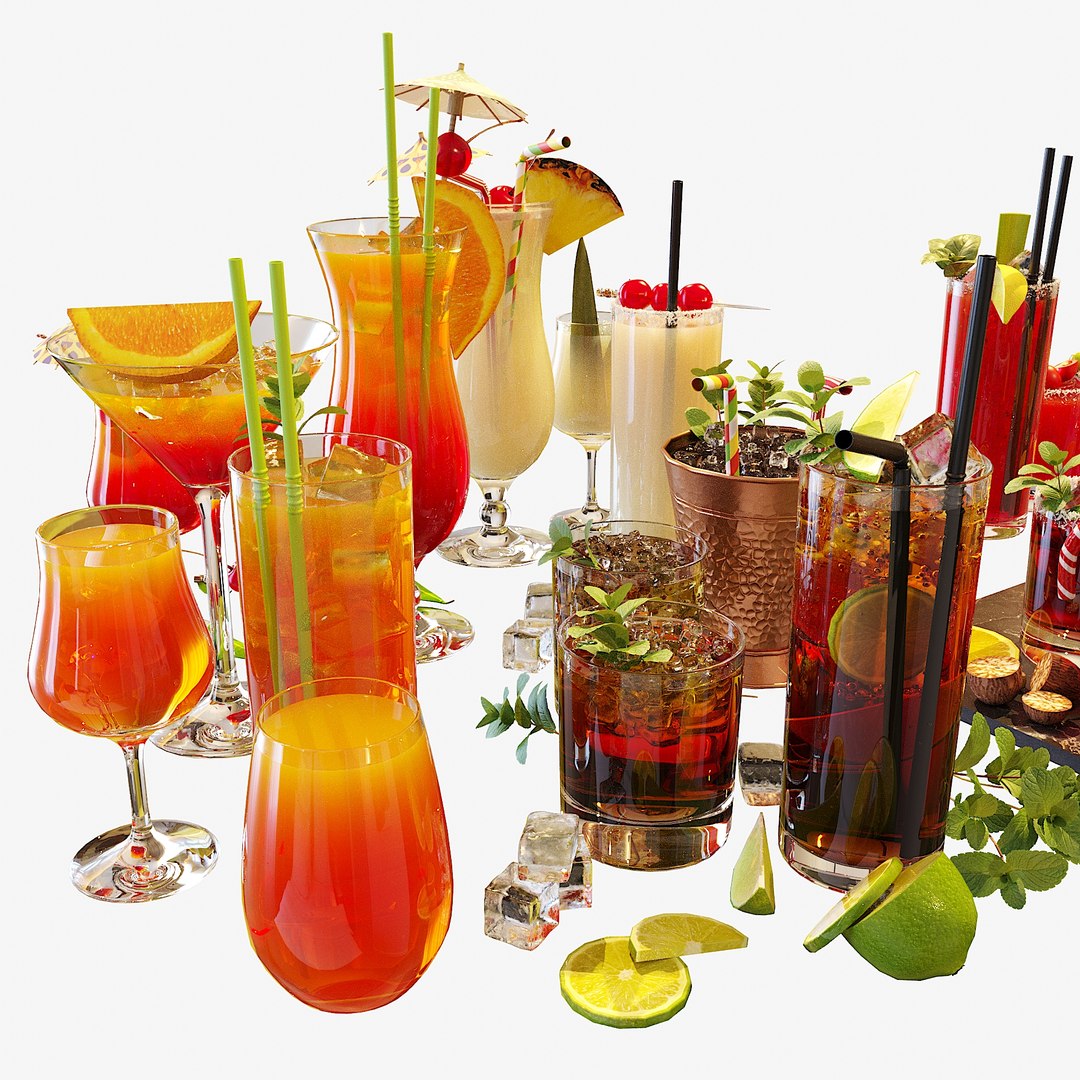 Cocktail Liquid Glass Set 3D Model - TurboSquid 1680407