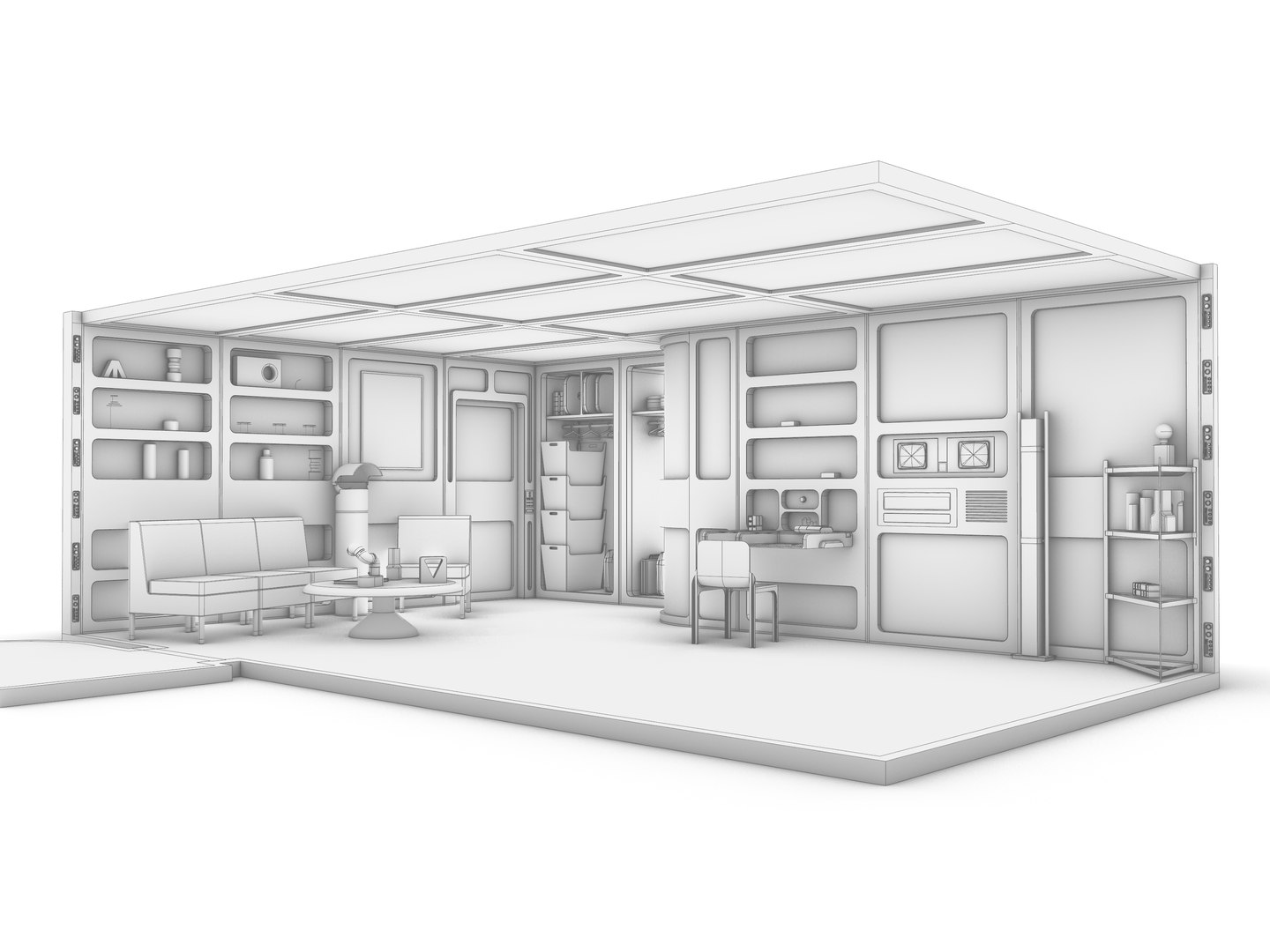 3D Alpha Moonbase Crew Quarters Model - TurboSquid 1999508