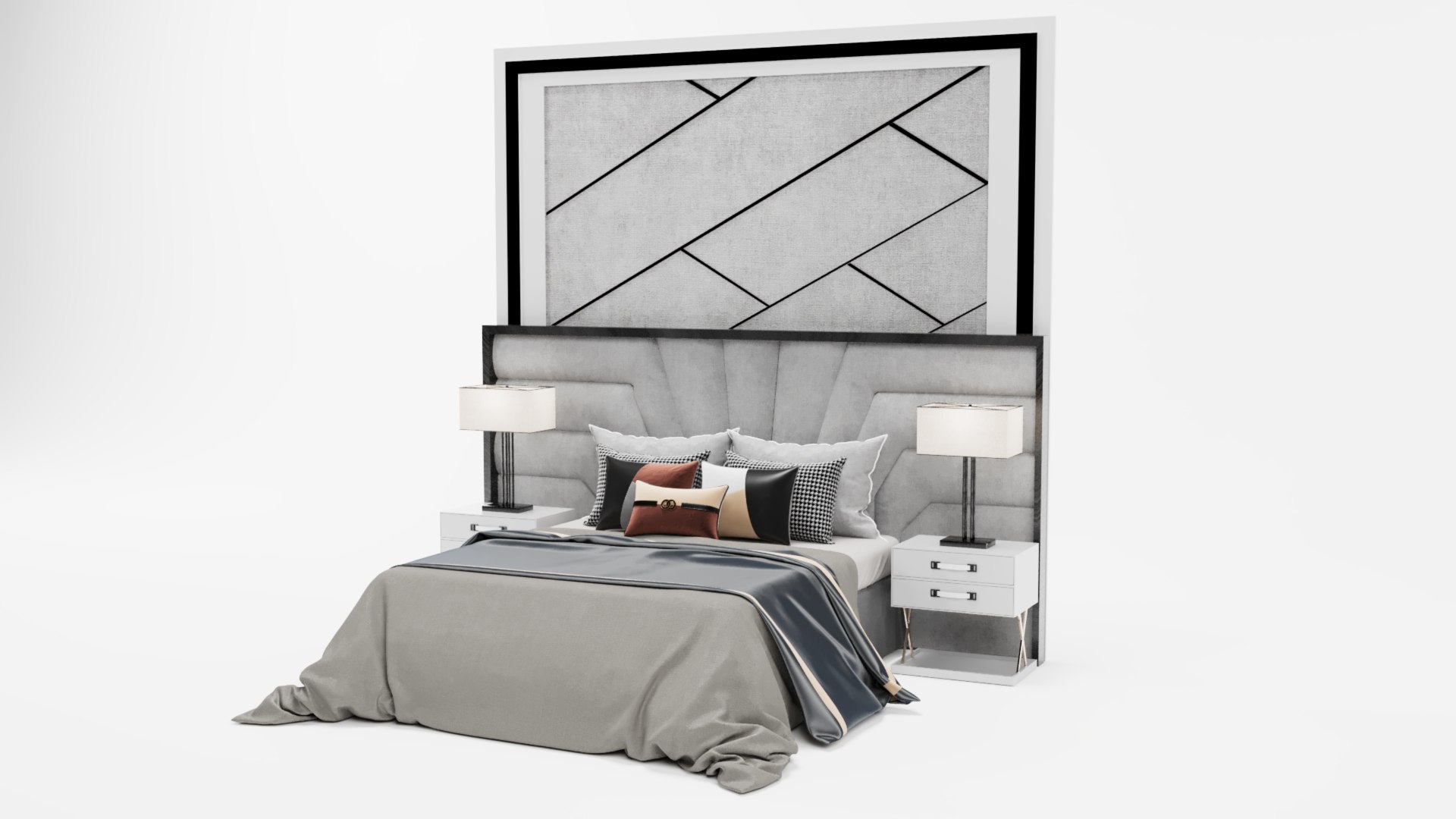 3D Classic Modren Bed Set Model - TurboSquid 2182105